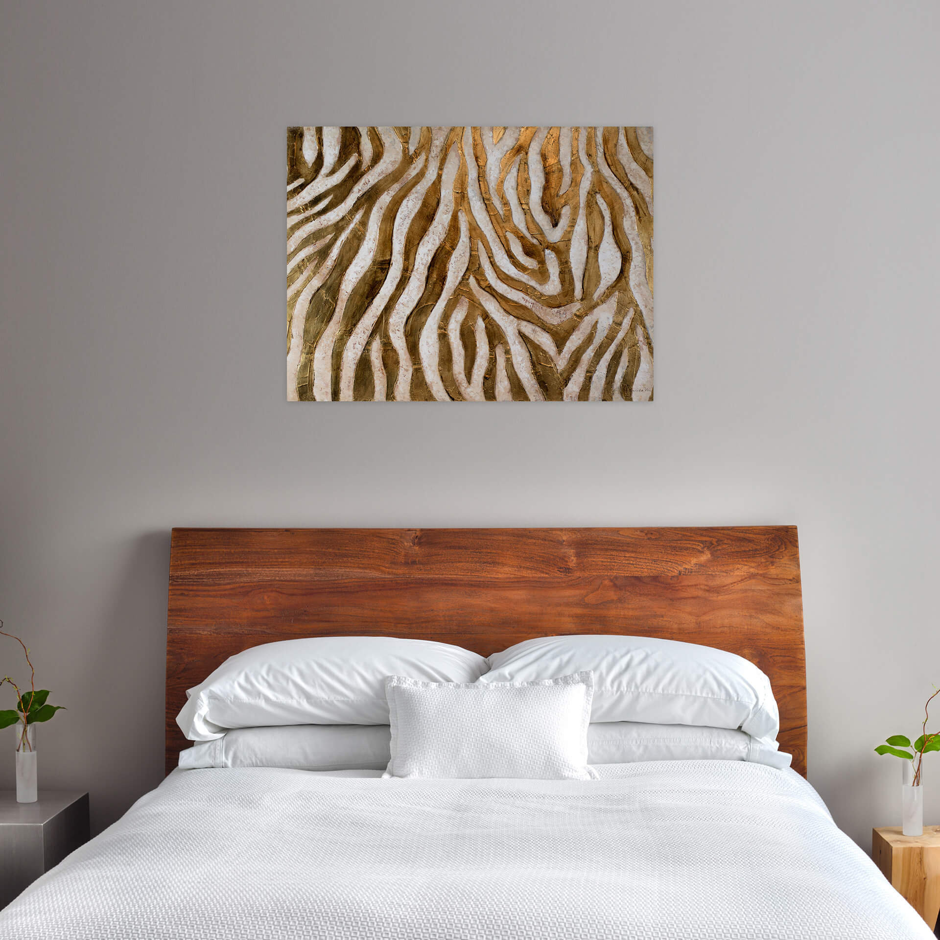 Canora Grey Golden Zebra Hand Painted Acrylic Painting | Wayfair.co.uk