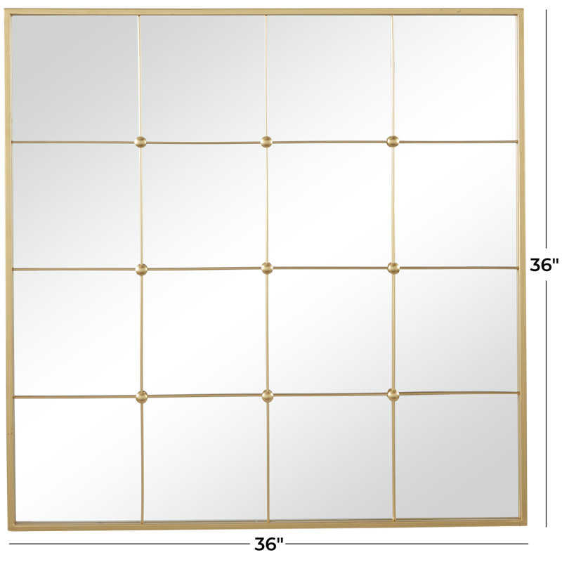 CosmoLiving by Cosmopolitan Metal Window Pane Inspired Gold Wall Mirror ...