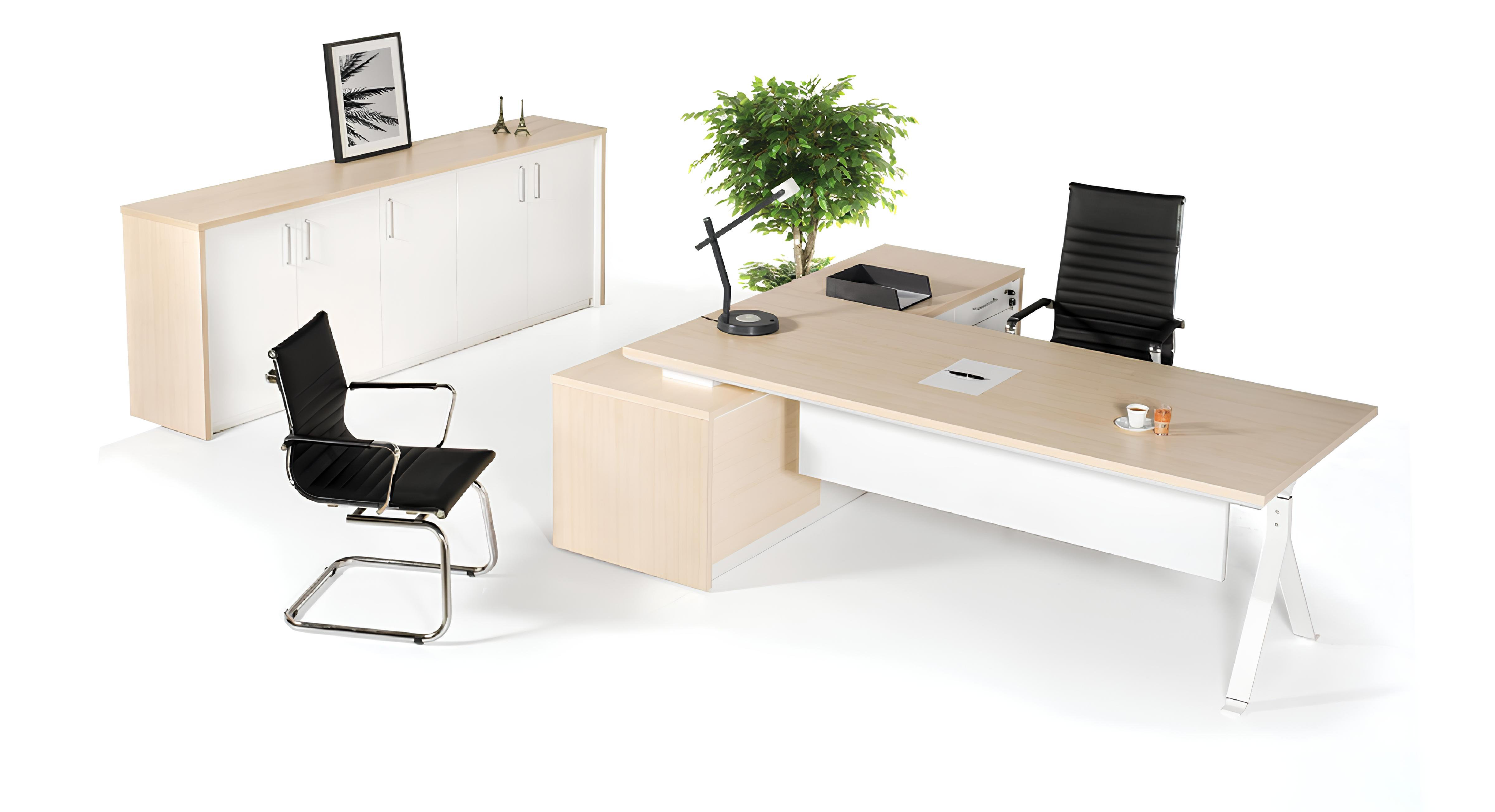 Inbox Zero Layali 86" L-Shaped Executive Desk Office Set - Main ...
