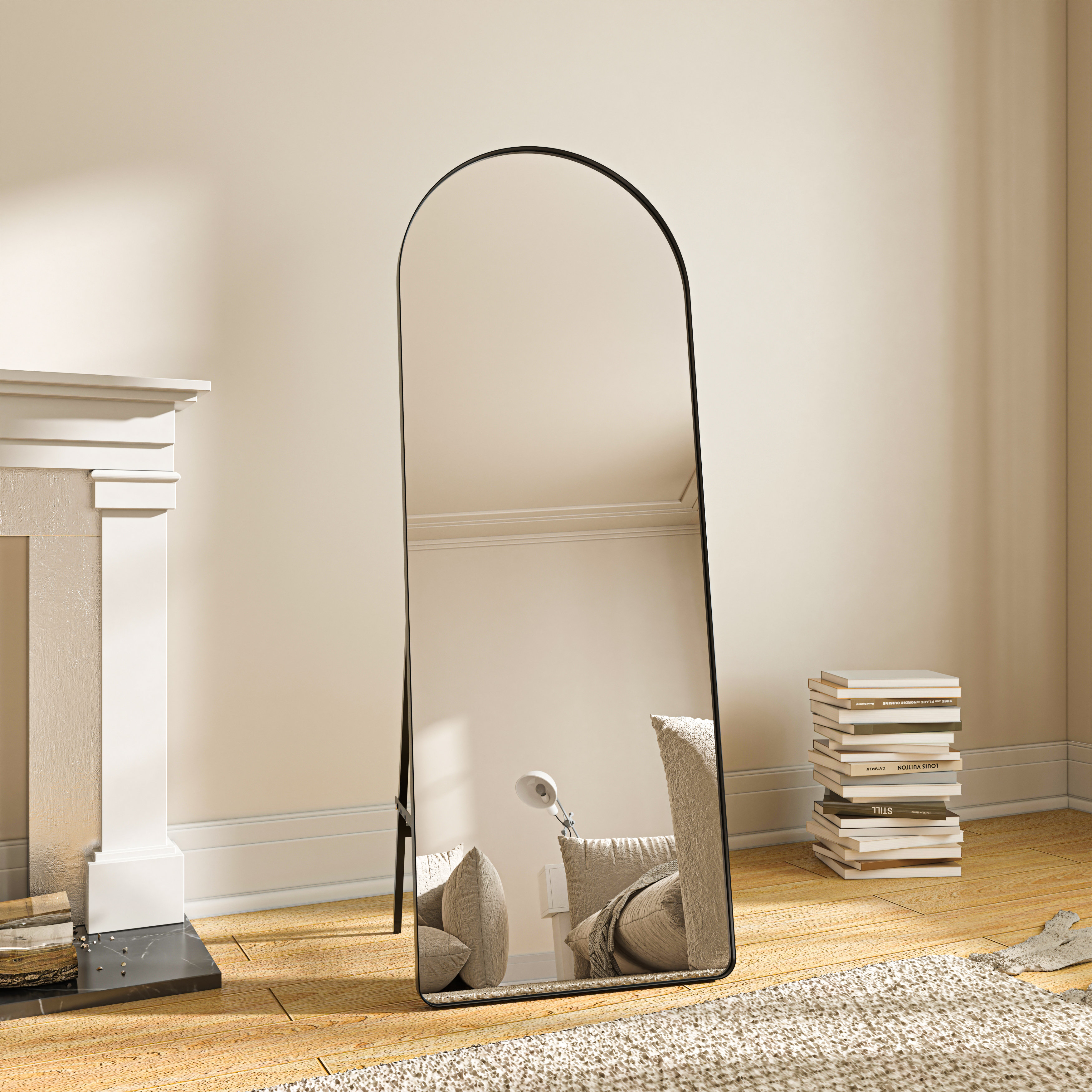 Latitude Run® Full Length Mirror with Stand Arched Wall Mirror ...