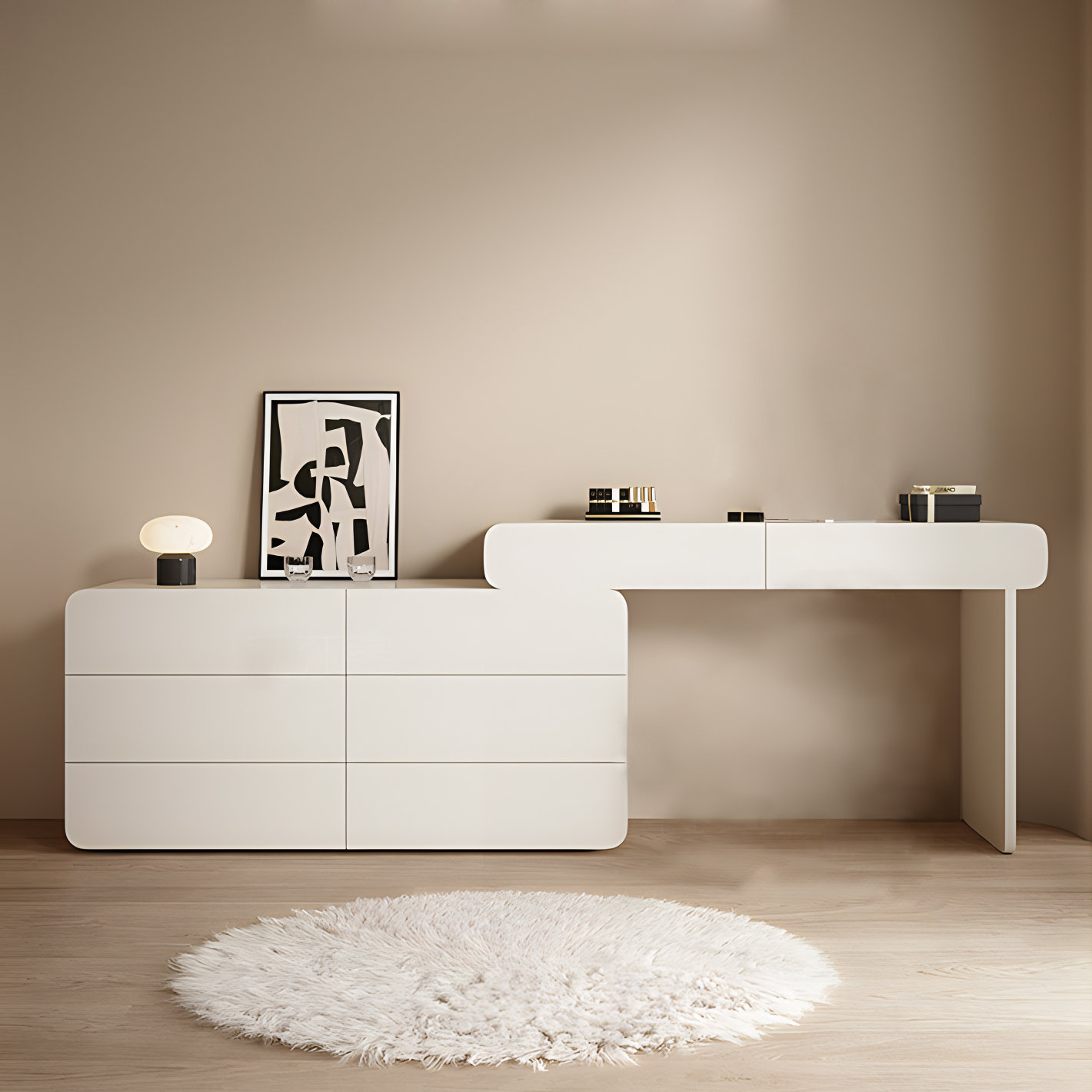 Ivy Bronx Danitra Freely Retractable And Angular White Dresser With Six ...
