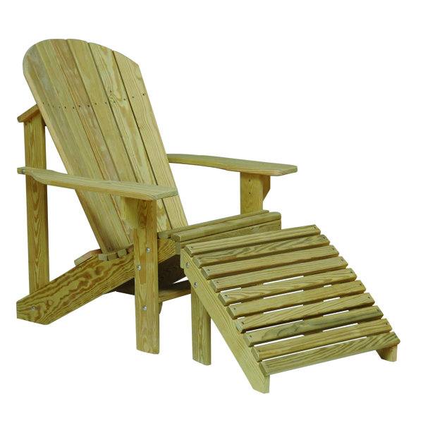 August Grove® Chaise Adirondack en bois massif avec repose-pieds Altun ...