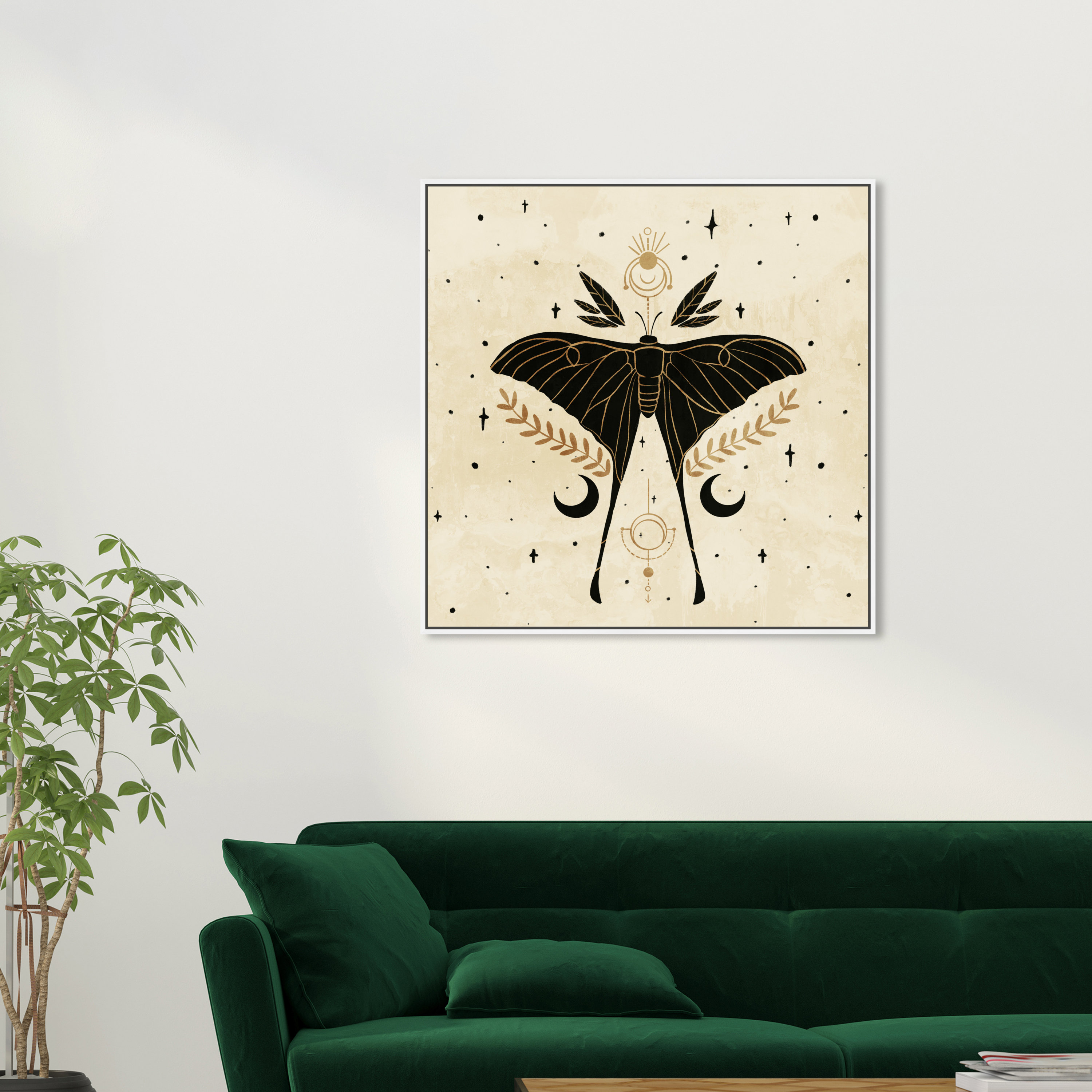 Rosalind Wheeler "Lucky Charm", Cosmic Lucky Moth Bohemian Black Canvas ...