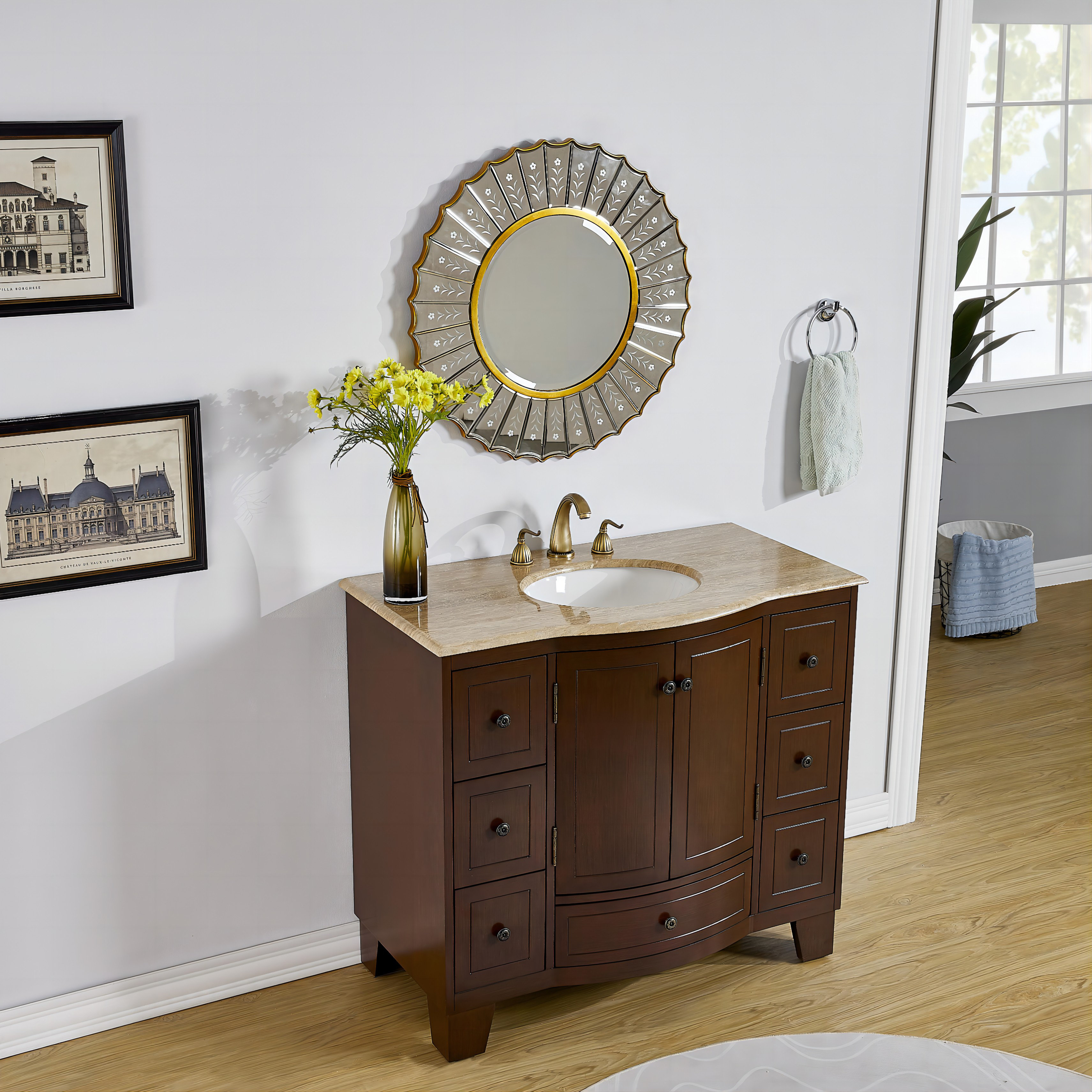 Winston Porter Sharitta 40'' Single Bathroom Vanity with Marble Top ...