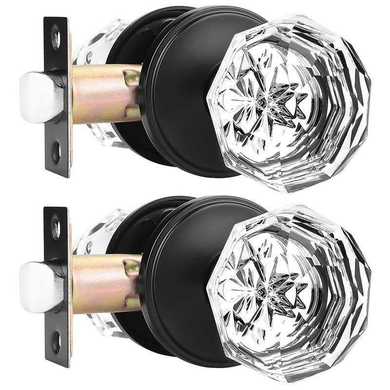 Probrico Crystal Privacy Door Knobs Keyless Lock with Round Rosette ...