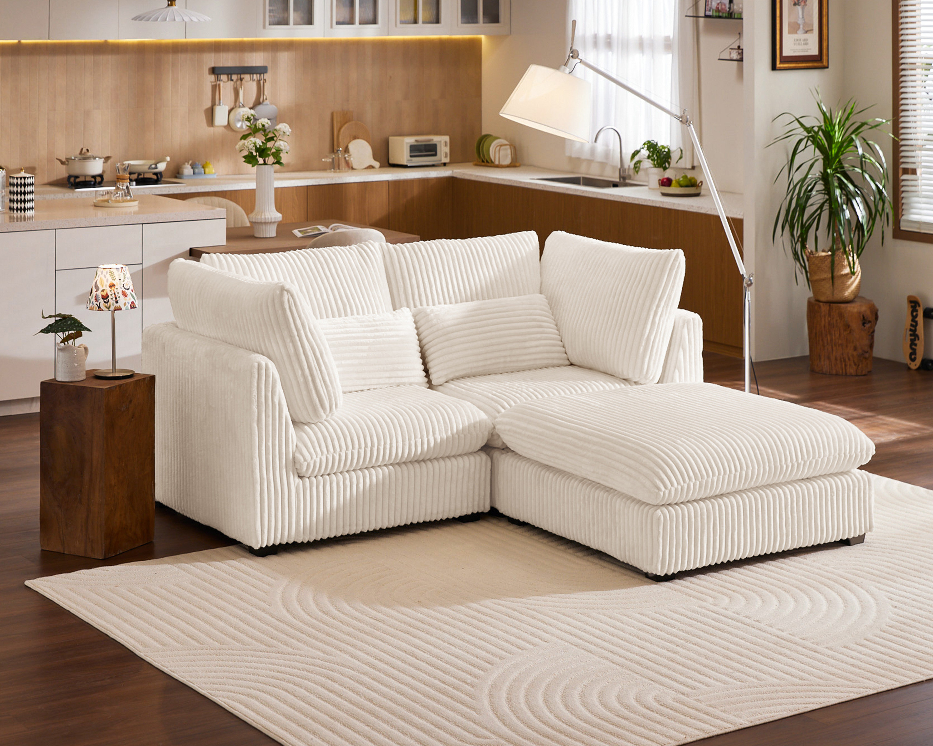 CHIC HOUSE Cloud Oversized Modular Sofa, 80" Corduroy Wide Seat ...