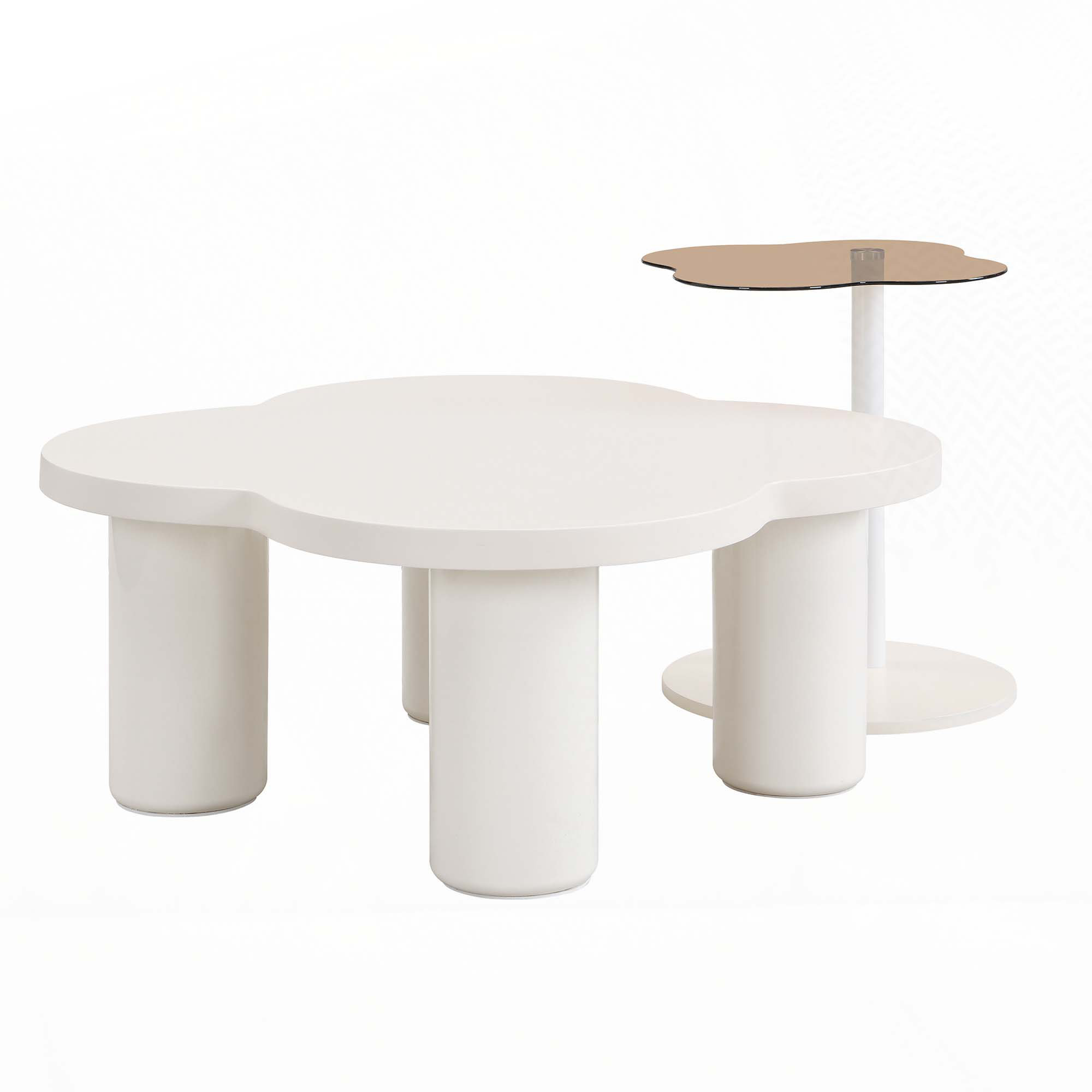 Latitude Run® Irregular Shape Coffee Table with Four Roman Column Legs ...