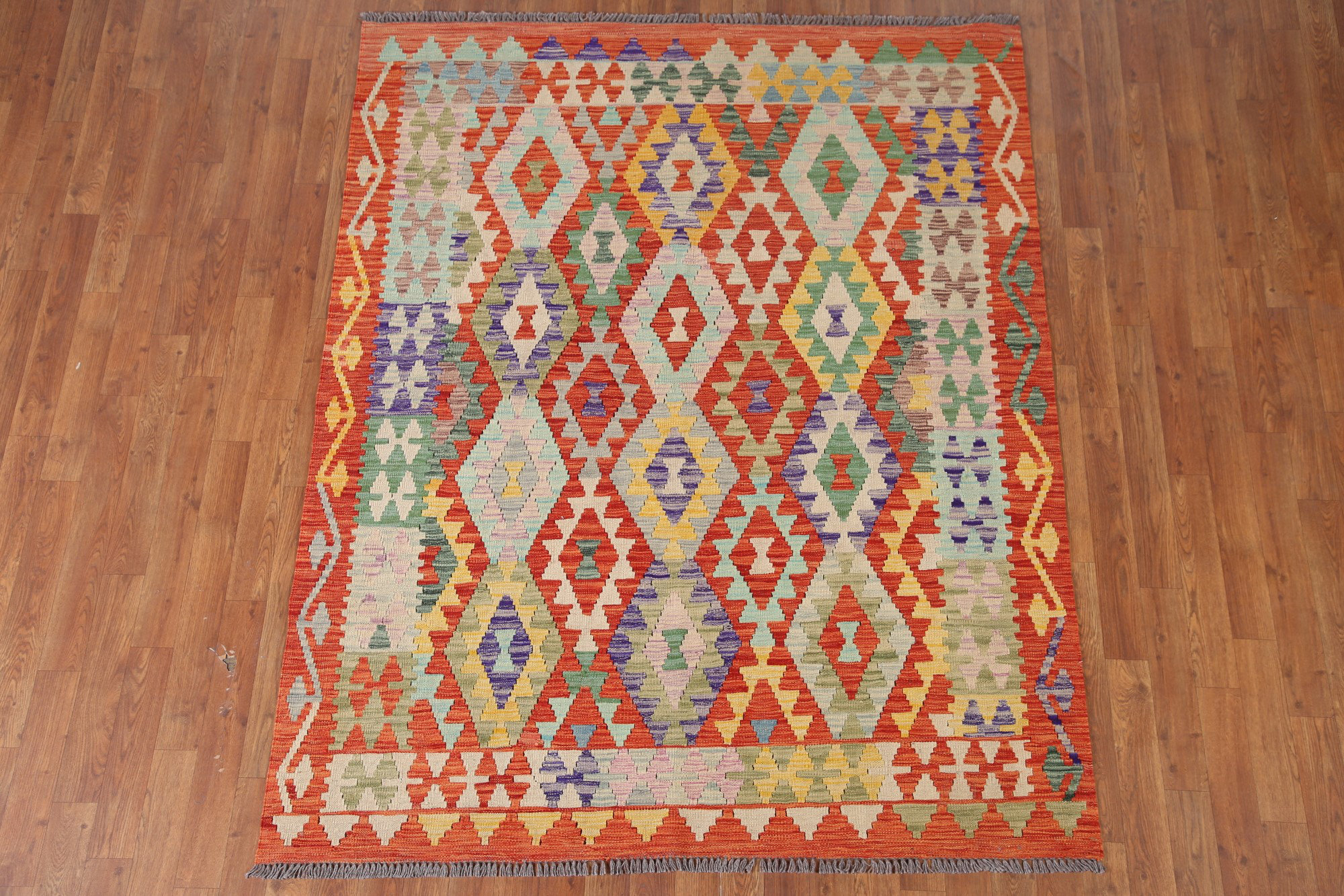 Dakota Fields Reversible Wool Kilim Oriental Area Rug 5x6 | Wayfair