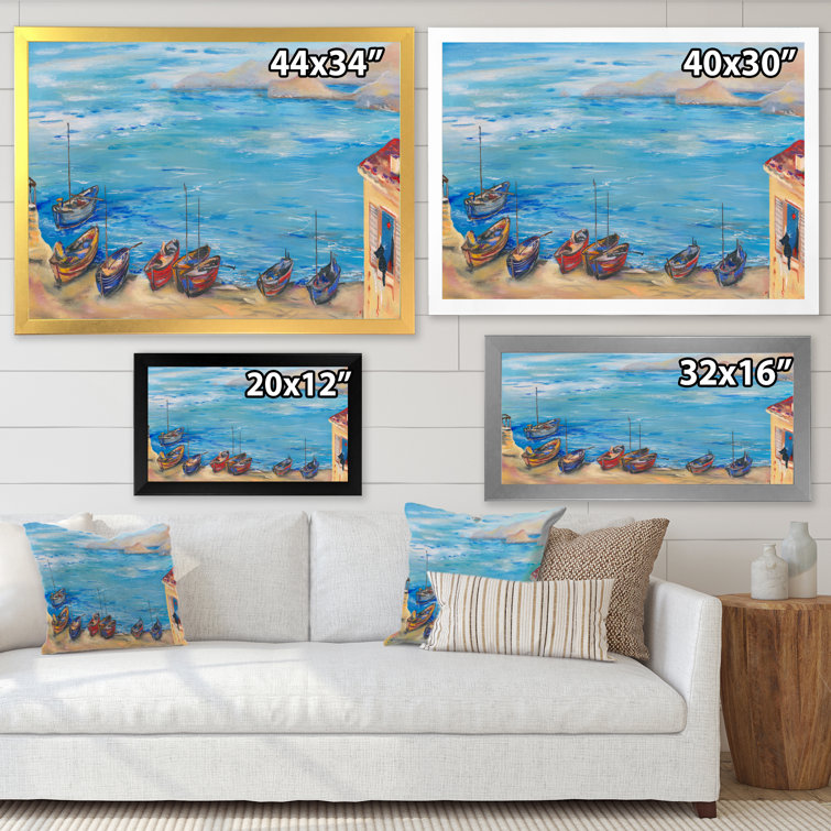 Breakwater Bay Gulf Of Naples Coastal Landscape Framed On Canvas ...