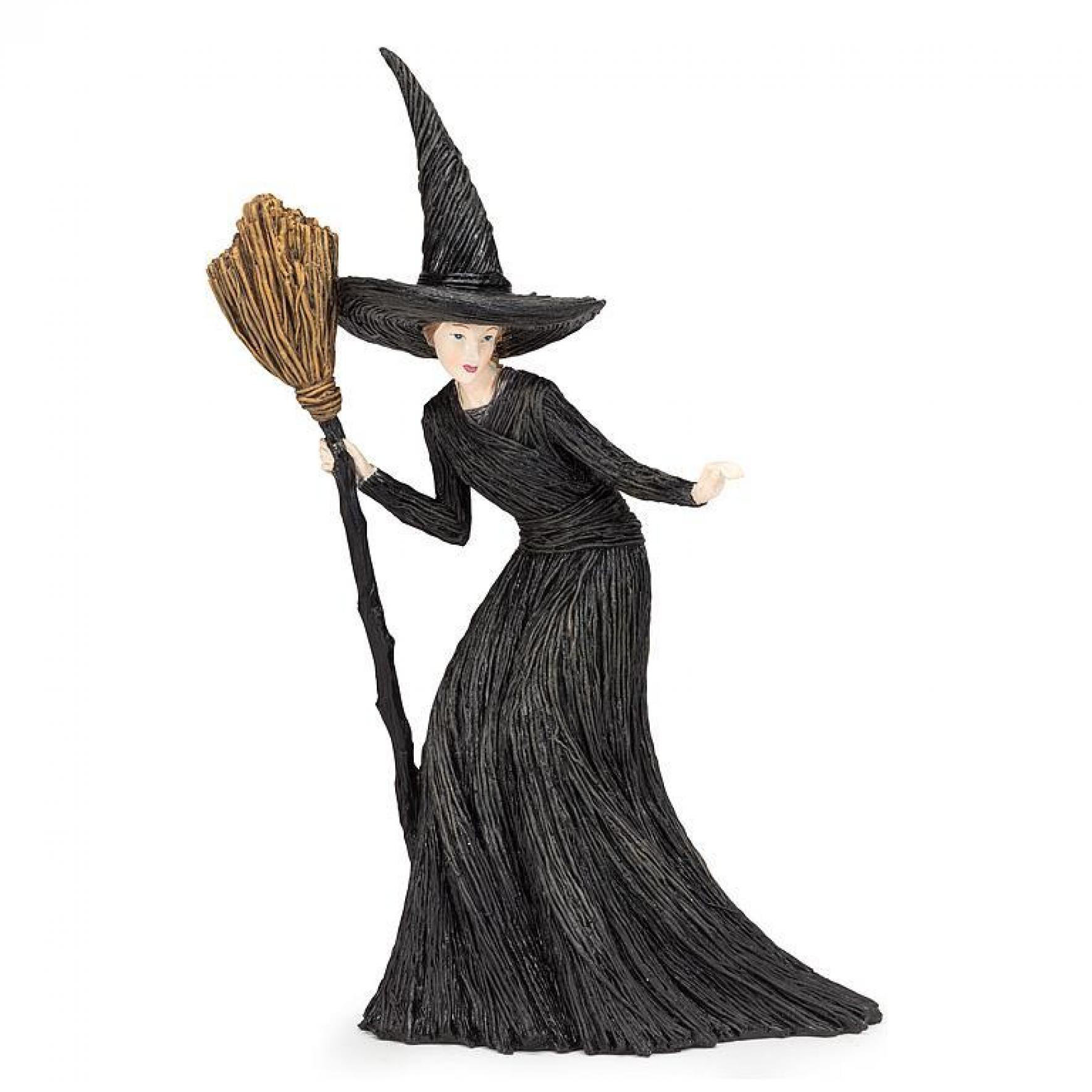 The Holiday Aisle® Beautiful Witch With Broom Statuette | Wayfair