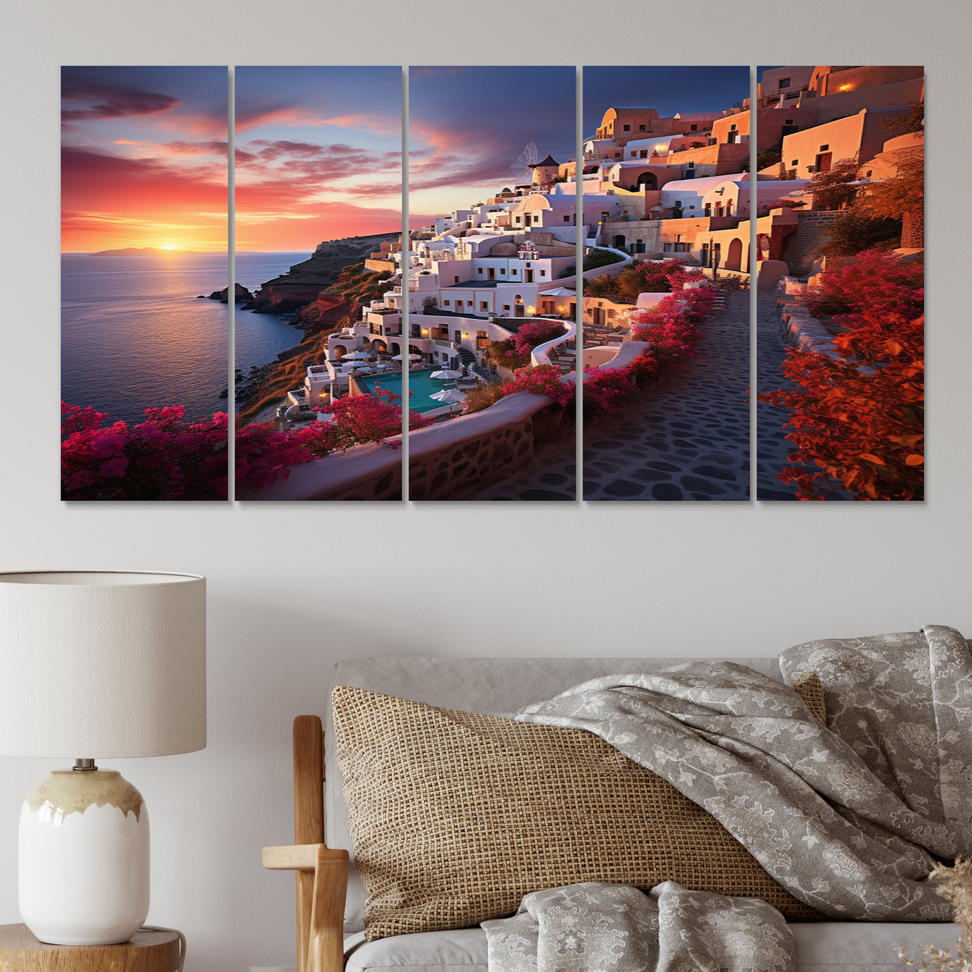 Dovecove Greece Oia Splendor IV - Cityscapes Metal Wall Art Prints Set ...