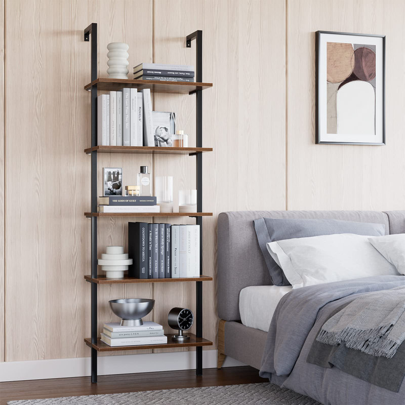 Mercer41 Cayden-James 72.6" H x 23.6" W Iron 5-Tier Etagere Bookcase ...