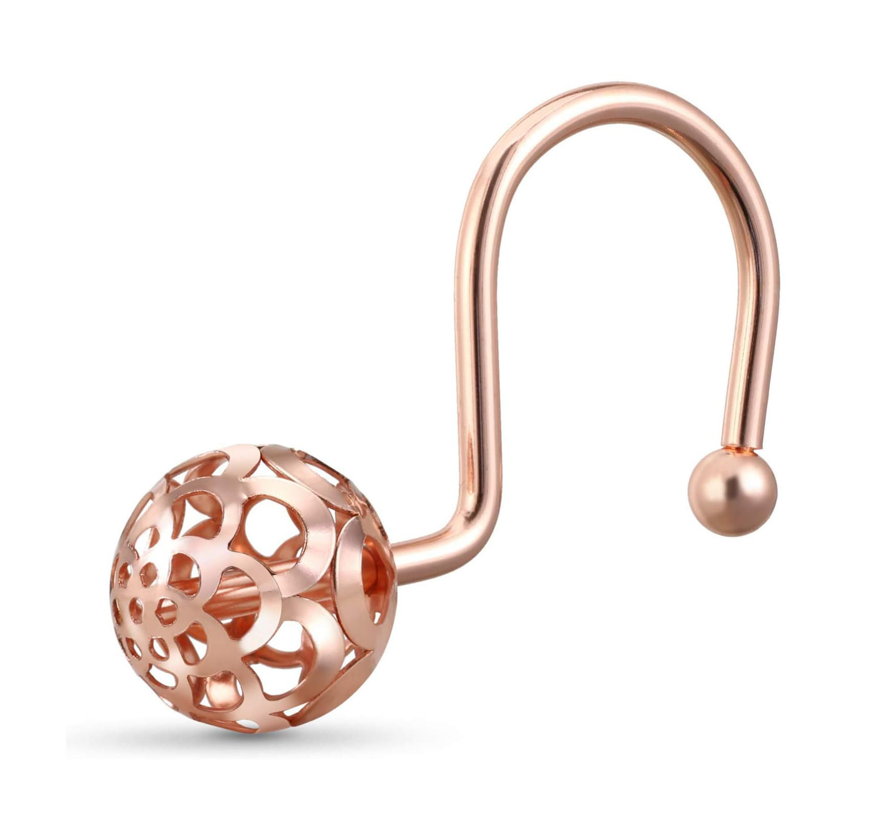 BUMEET Set of 12 Rose Gold Shower Rings - Decorative & Rustproof for ...