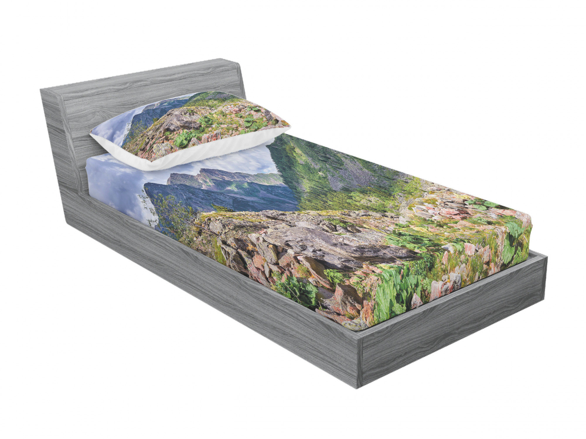Ambesonne Mountains Wild Rhubarb Natural View Sheet Set | Wayfair