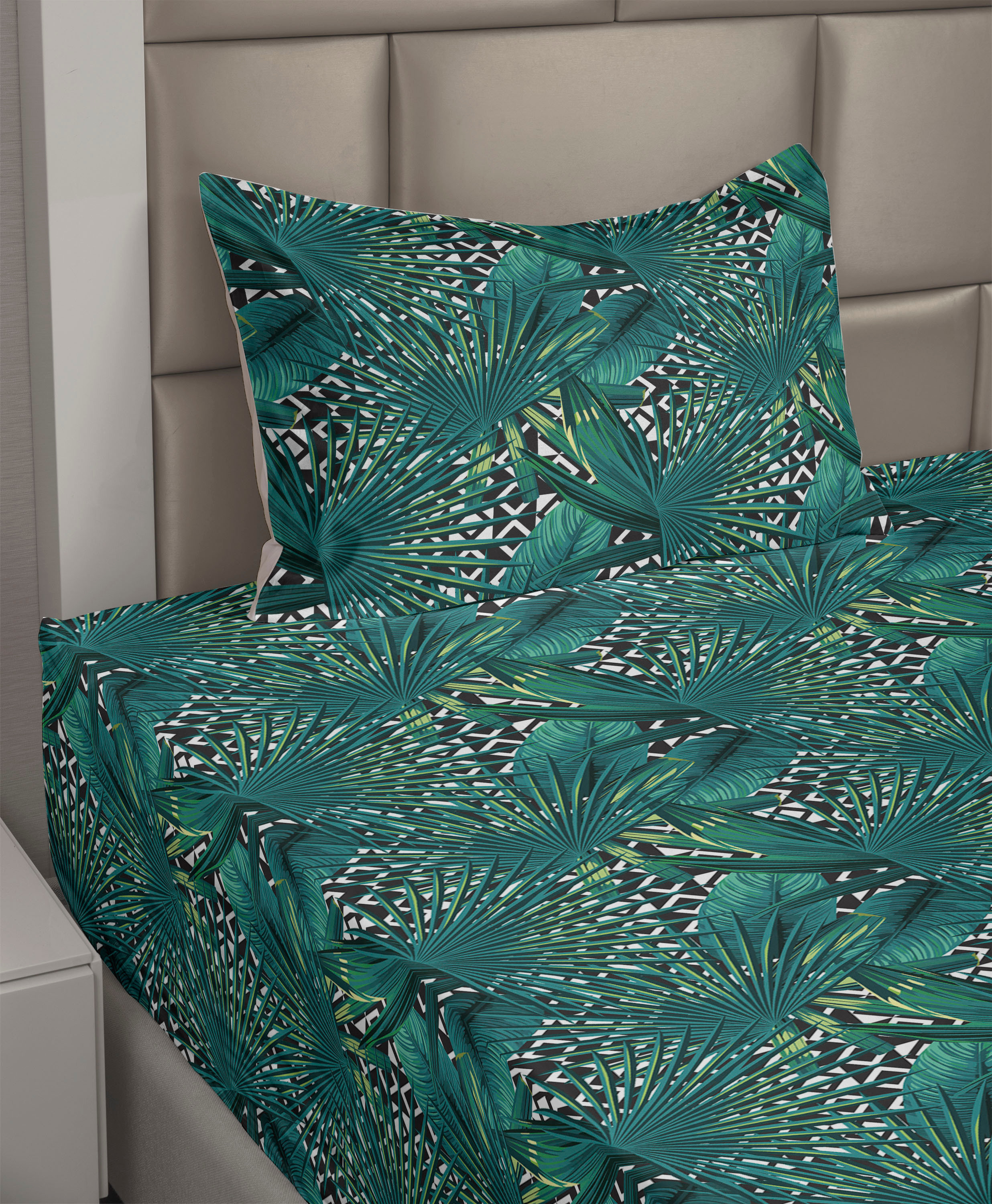 Ambesonne Tropical Sheet Set Jungle Vibe Leaves Exotics Black White and ...