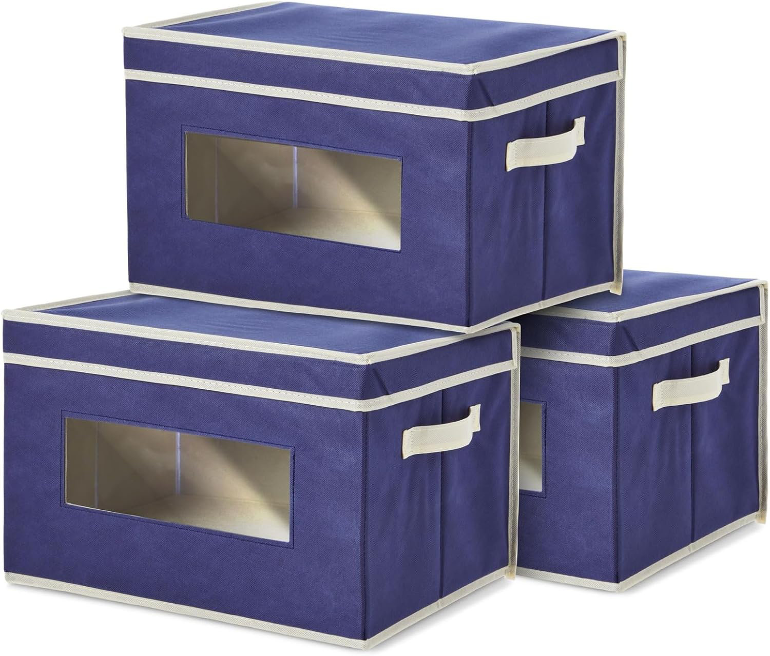 Latitude Run® 3 Pack Stackable Storage Bins With Lids, Handles ...