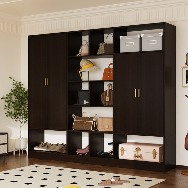 Latitude Run® Modern Multi-Functional Wardrobe With Open Shelving ...