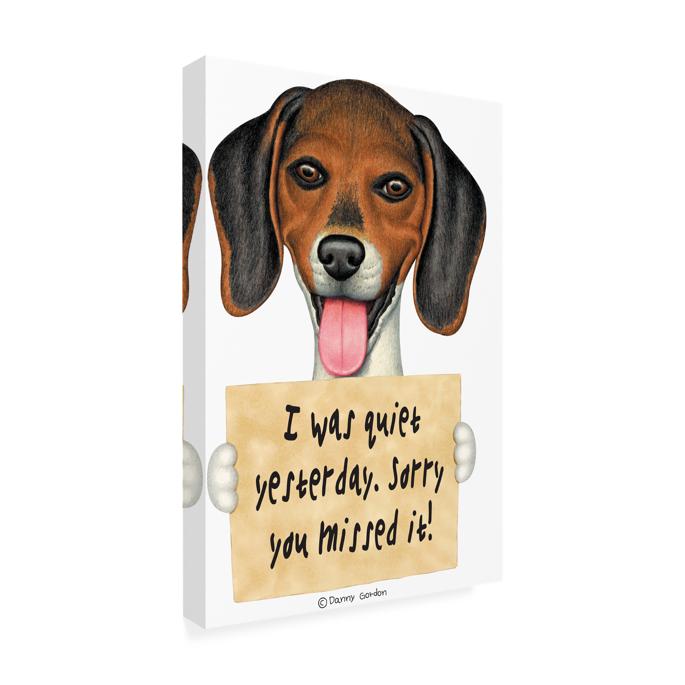 Trinx Danny Gordon Art 'Tri Colour Beagle With Sign' Canvas Art ...
