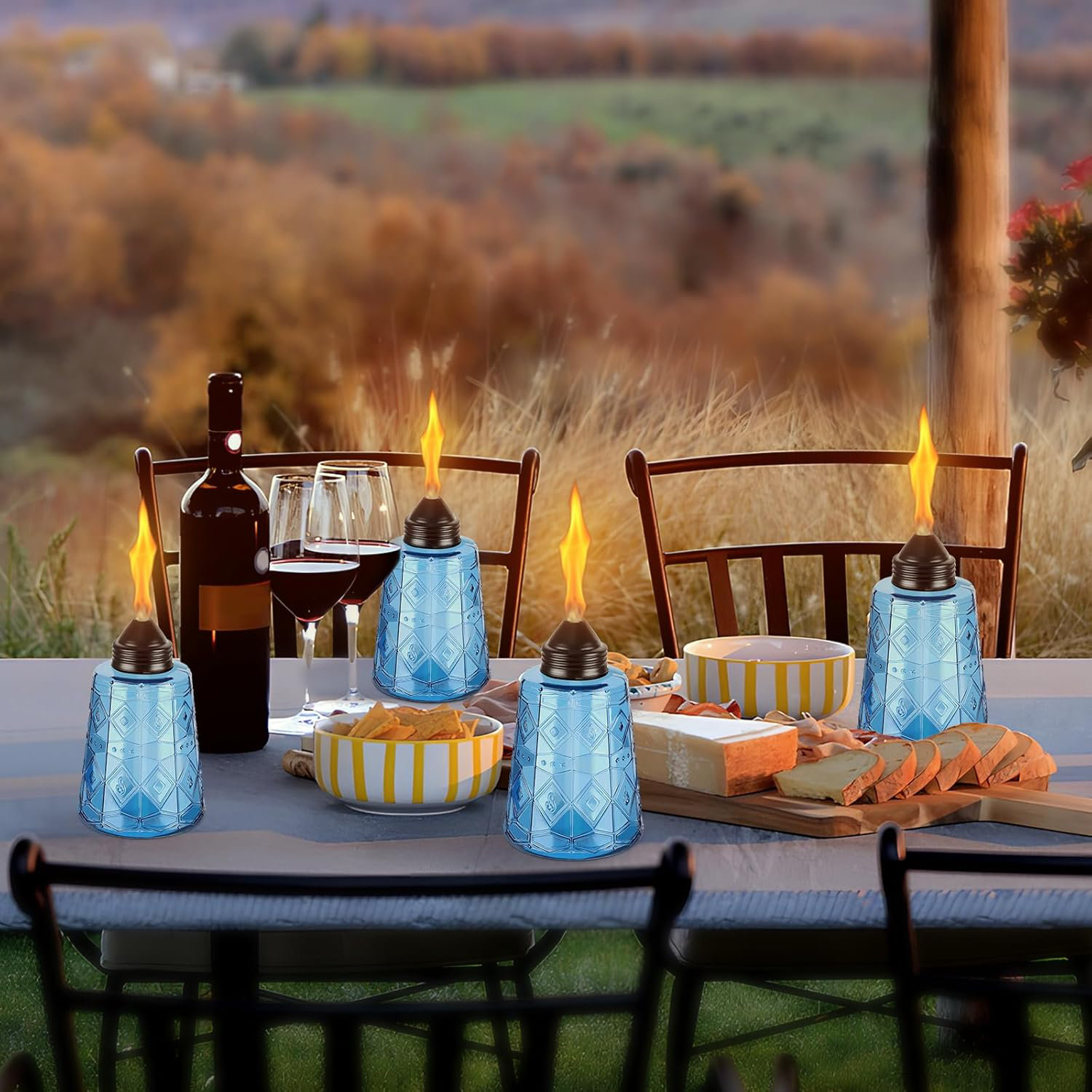 XIANGXIELISHE 4-Pack Glass Table Top Torches,Blue - Wayfair Canada