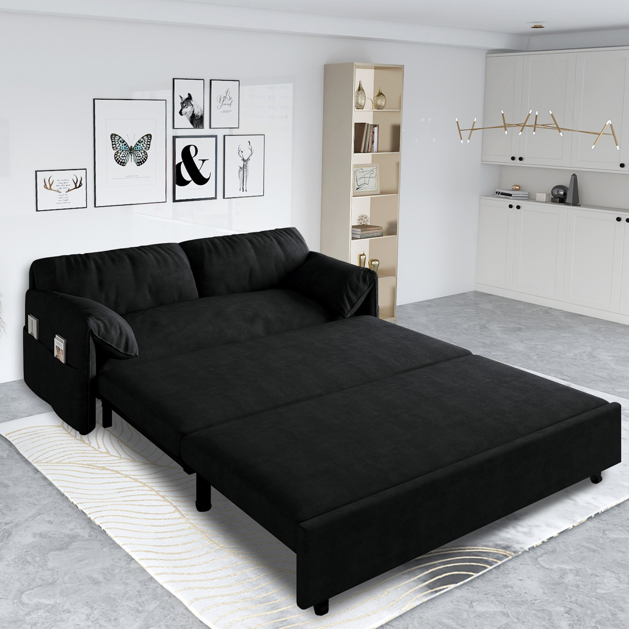 Latitude Run® Soffie Queen Size Convertible Sleeper Sofa Bed Pull-Out ...