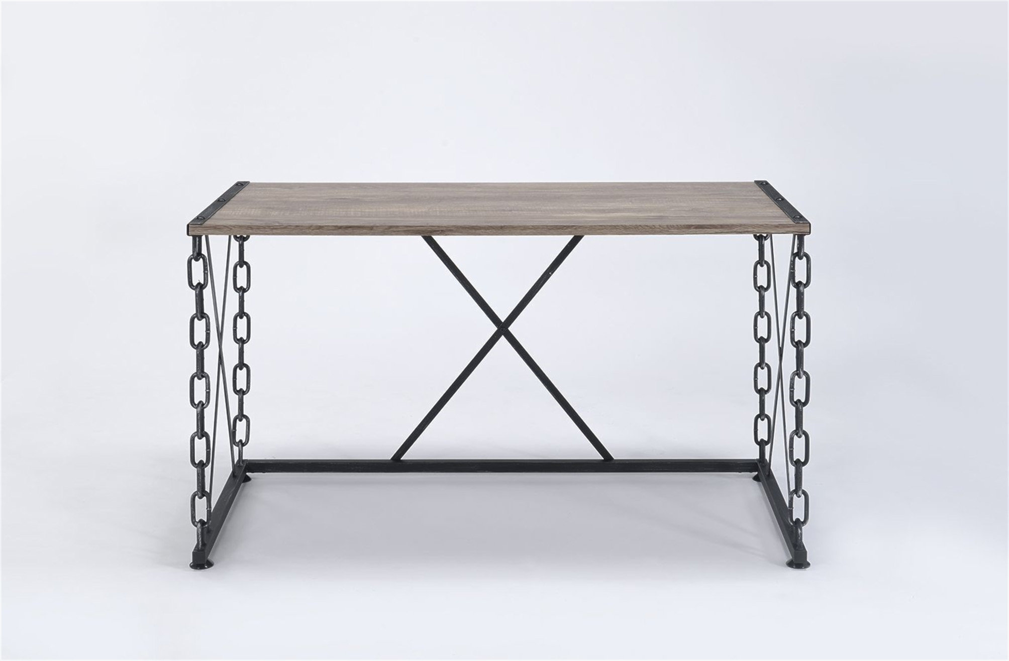 17 Stories Jodie Rustic Oak & Antique Black Finish Console Table ...