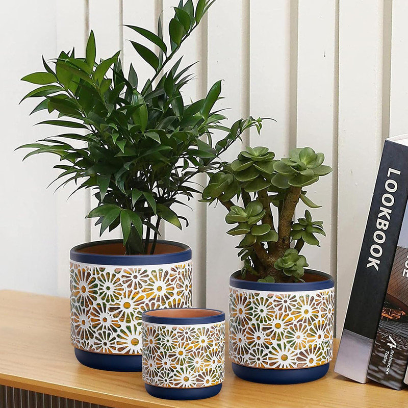 Winston Porter 3 Piece Ceramic Plant Pots,with Drainage Hole | Wayfair