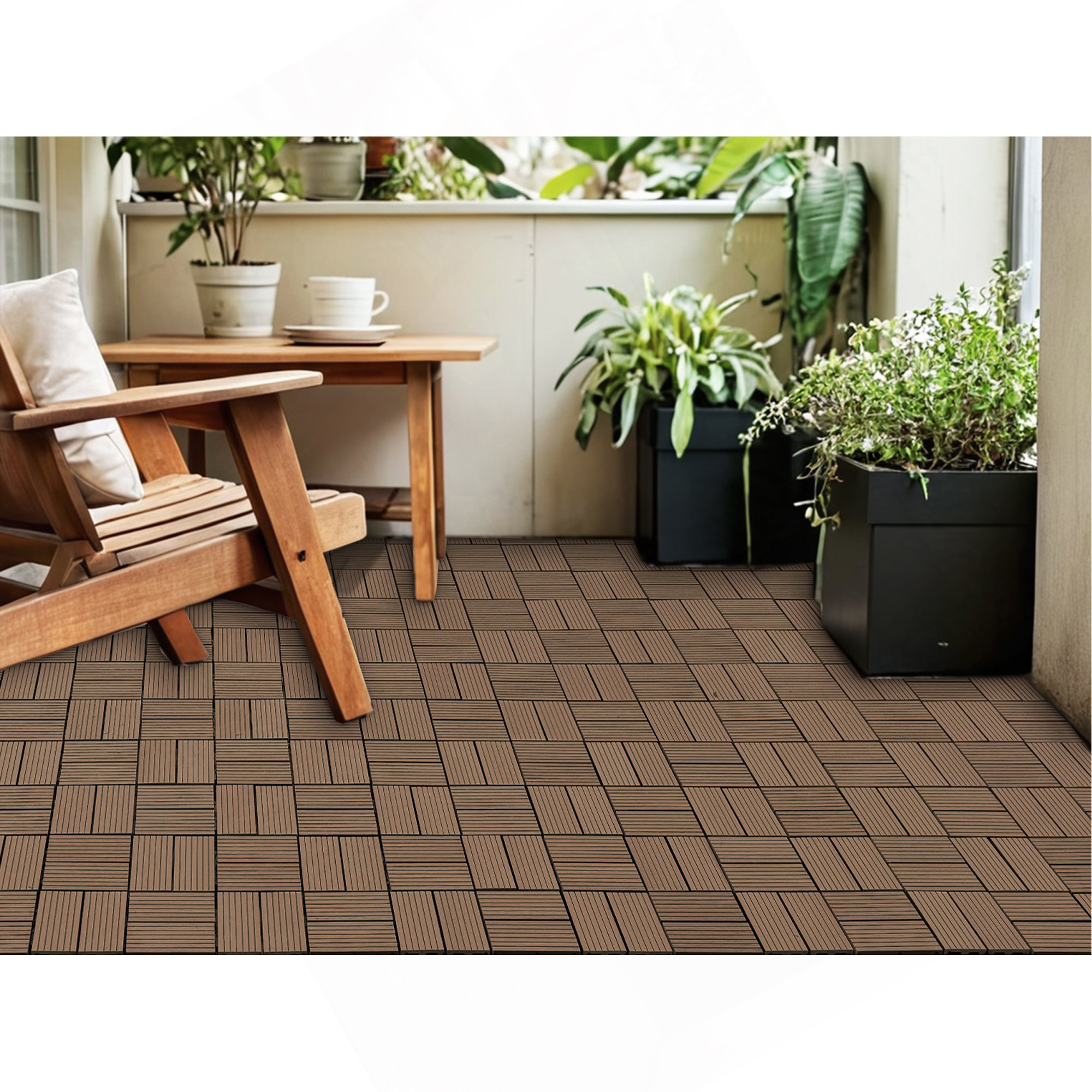 Wentygam Wood Plastic Composite Deck Tiles Set Of 20Pcs, Composite ...