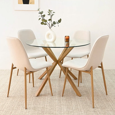 Mercer41 5 - Piece Round Glass Dining Set | Wayfair