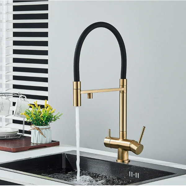 Sani Canada Brushed Gold 3 Way Reverse Osmosis Water Filter & Pull Out ...