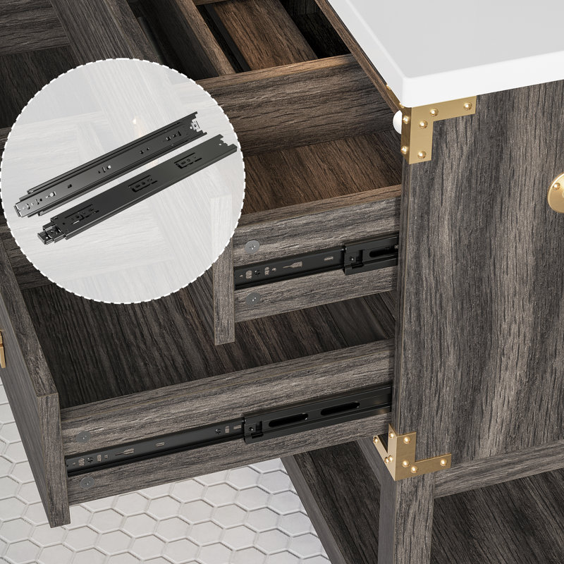 Breakwater Bay Wooden Bathroom Vanity With & Ceramic Sink Motion Sensor ...