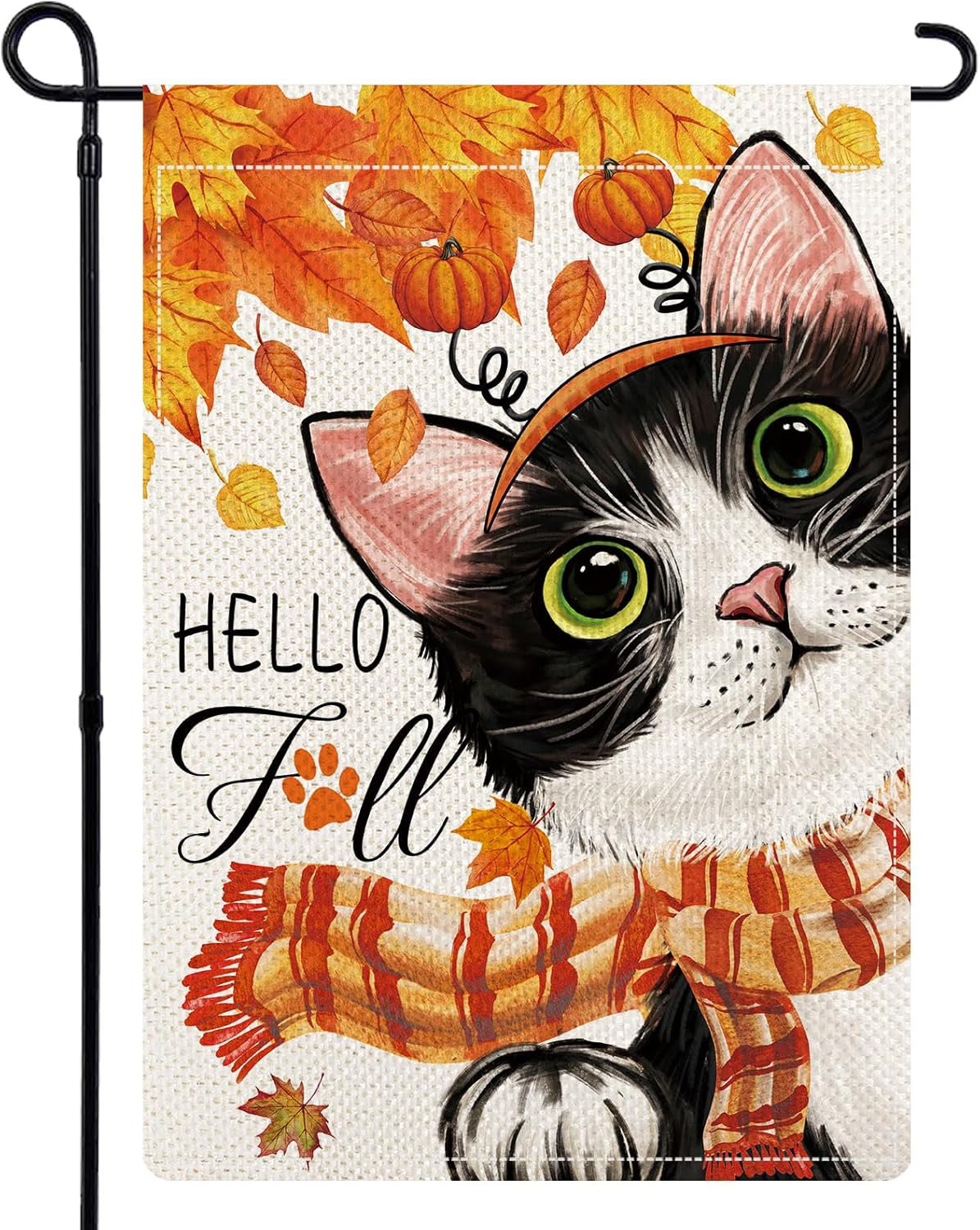 The Holiday Aisle® Hello Fall Black Cat Garden Flags For Outside ...