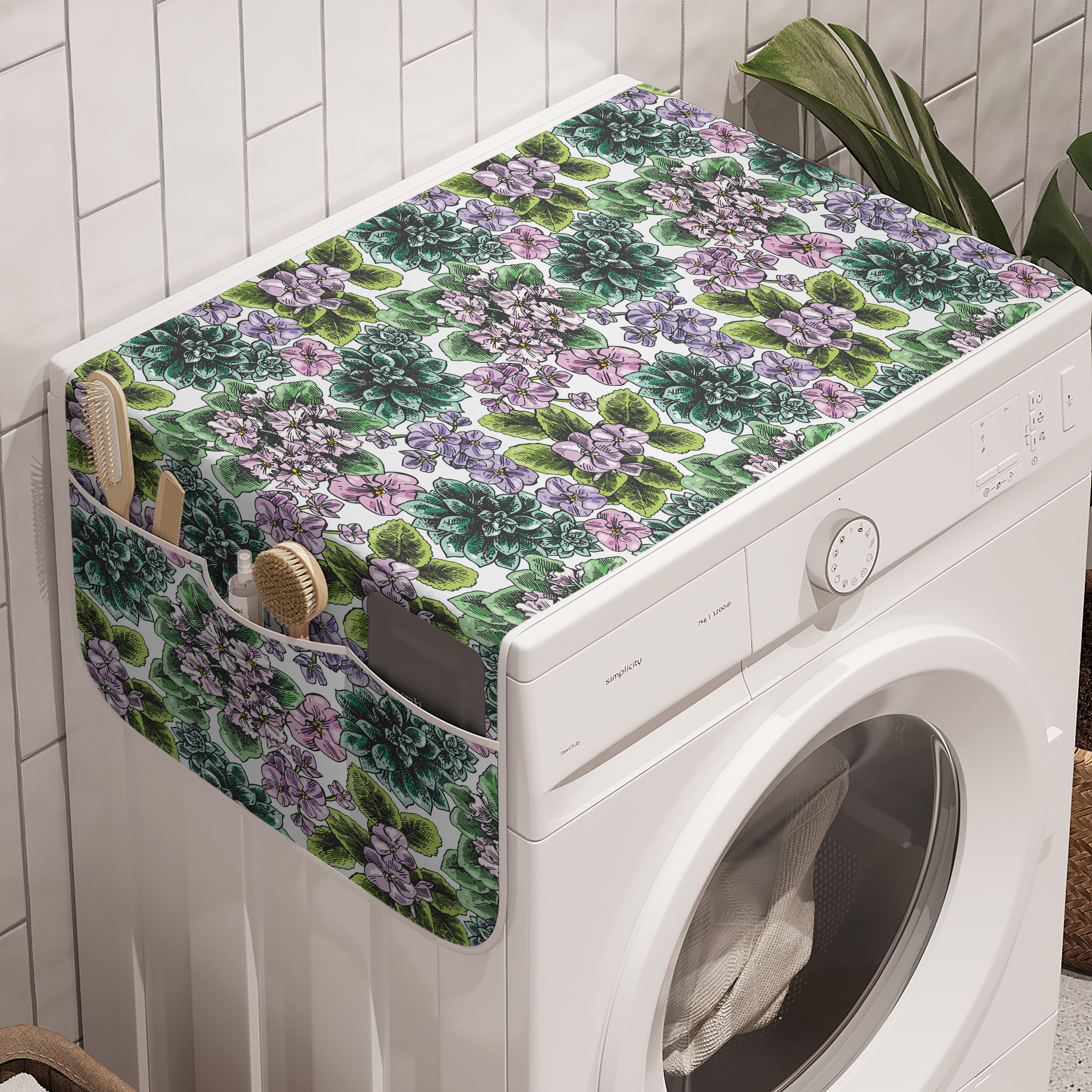 East Urban Home Floral Washing Machine Organizer Pack of 2 47" x 18.5 ...