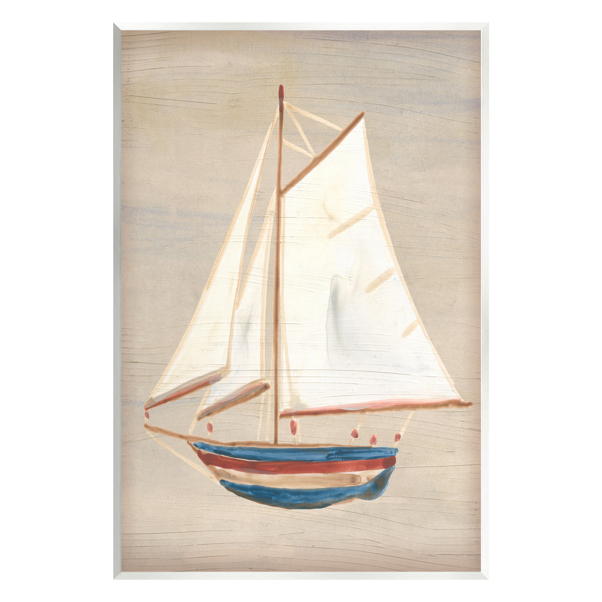 Stupell Industries Az-919-Framed Blue And Red Sailboat On Canvas by ...