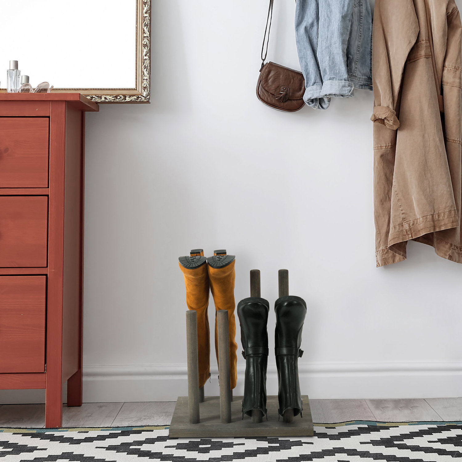 Gracie Oaks 4 Pair Wood Boot Holder Storage Organizer Rack - Wayfair Canada
