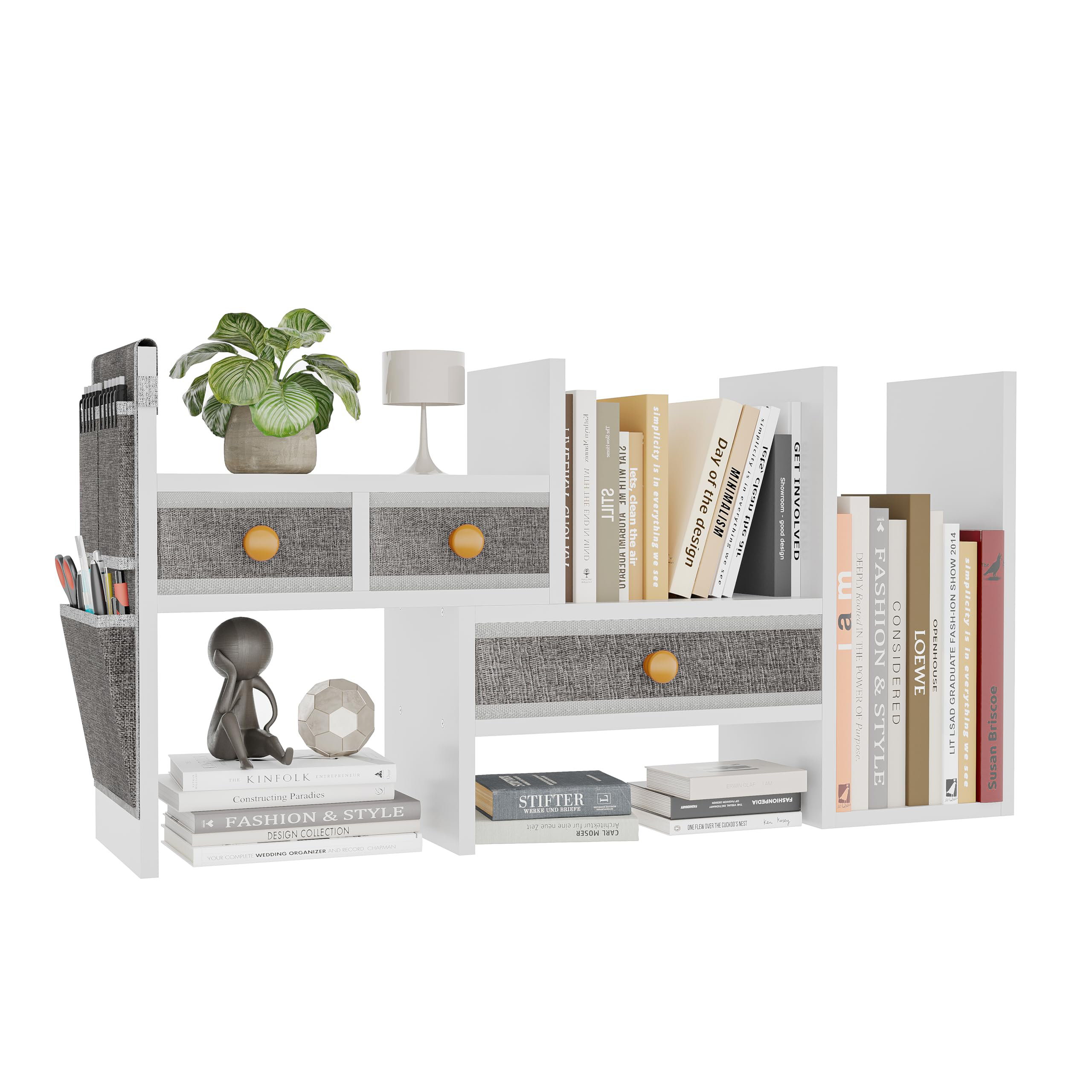 Latitude Run® Expandable Desktop Bookshelf Counter Bookcase Adjustable ...