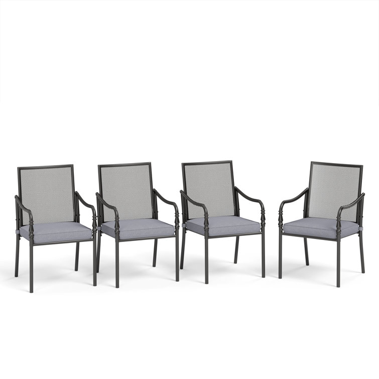 Red Barrel Studio® Metal Frame Outdoor Patio Dining Chairs With ...