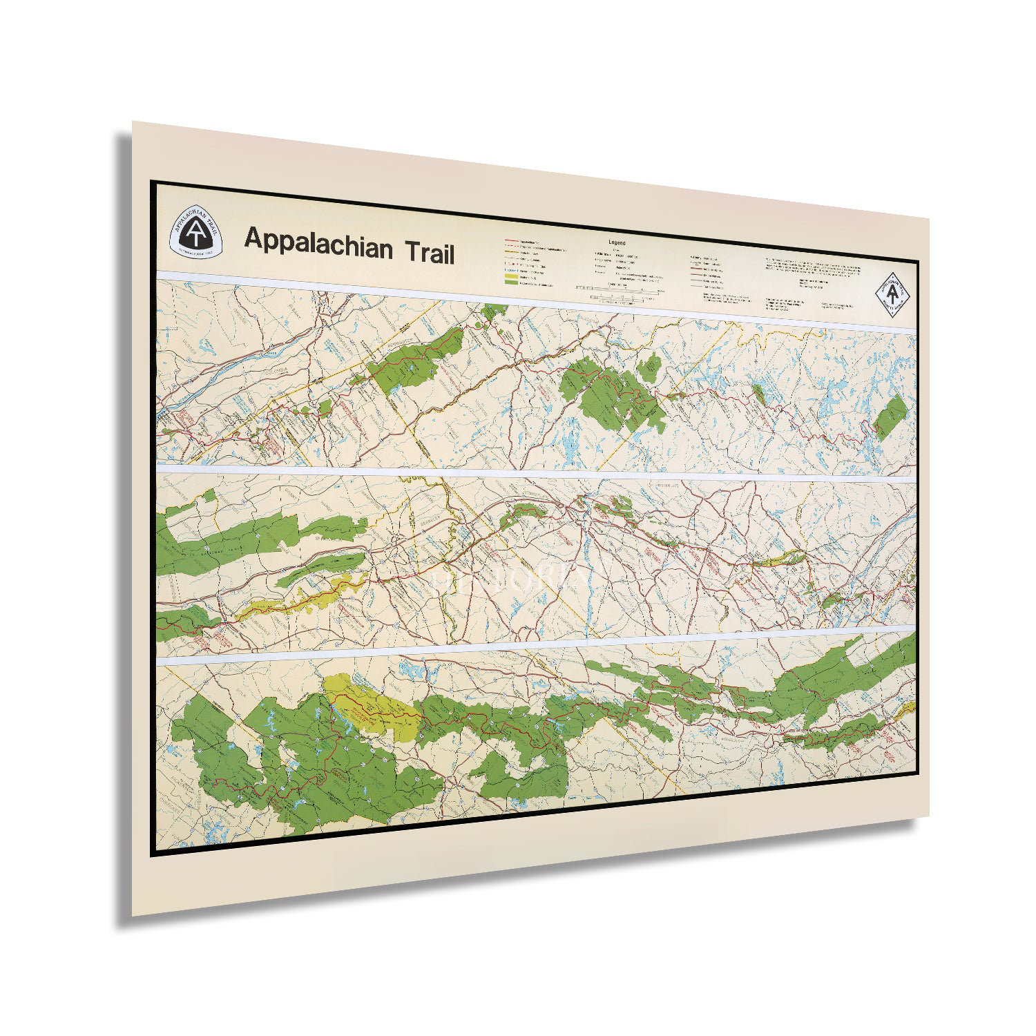 HISTORIC PRINTS 1981 Map Of The Appalachian Trail On Paper Print ...
