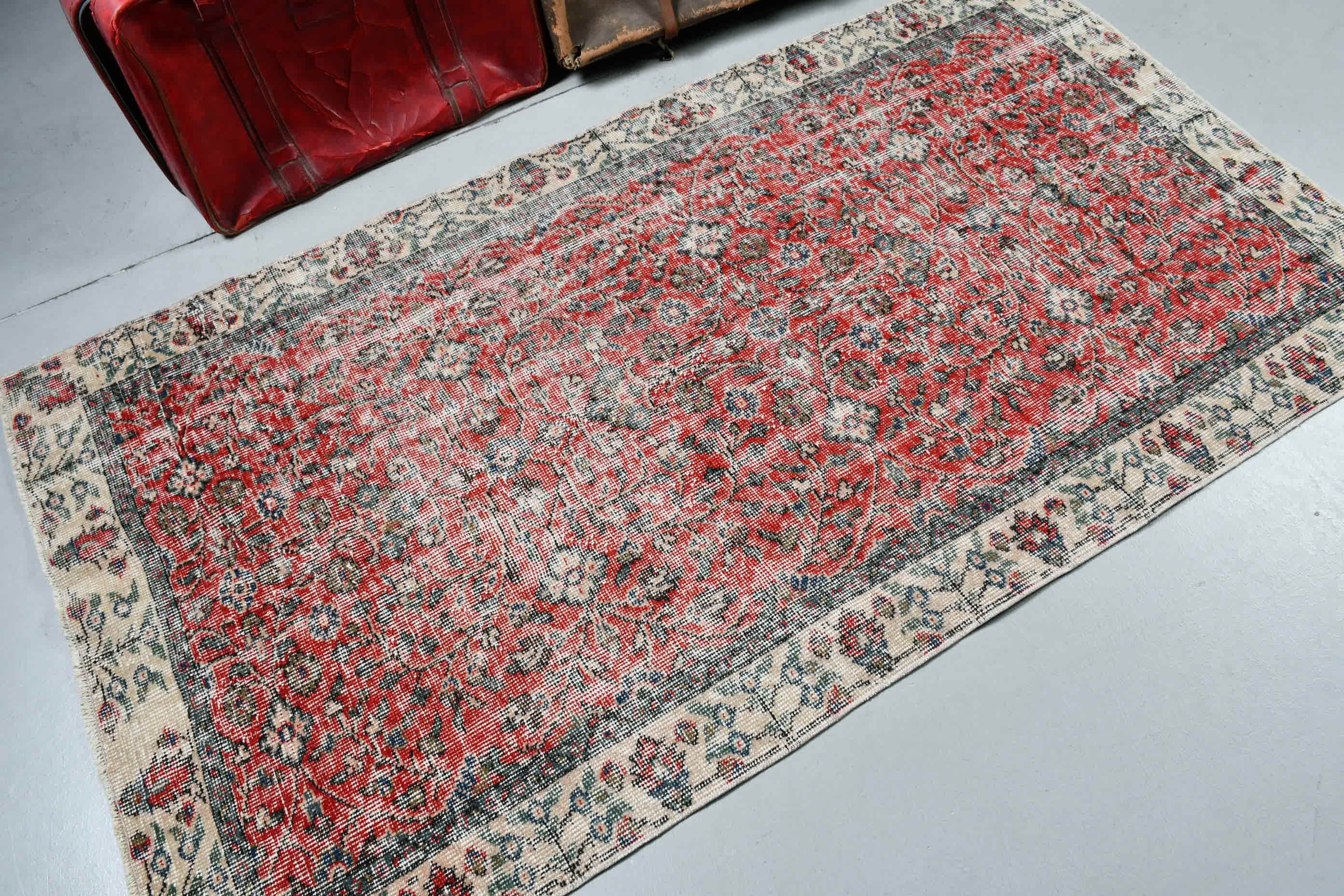 Bungalow Rose Handmade Red Floral Rug For Traditional Decor Inspired By ...