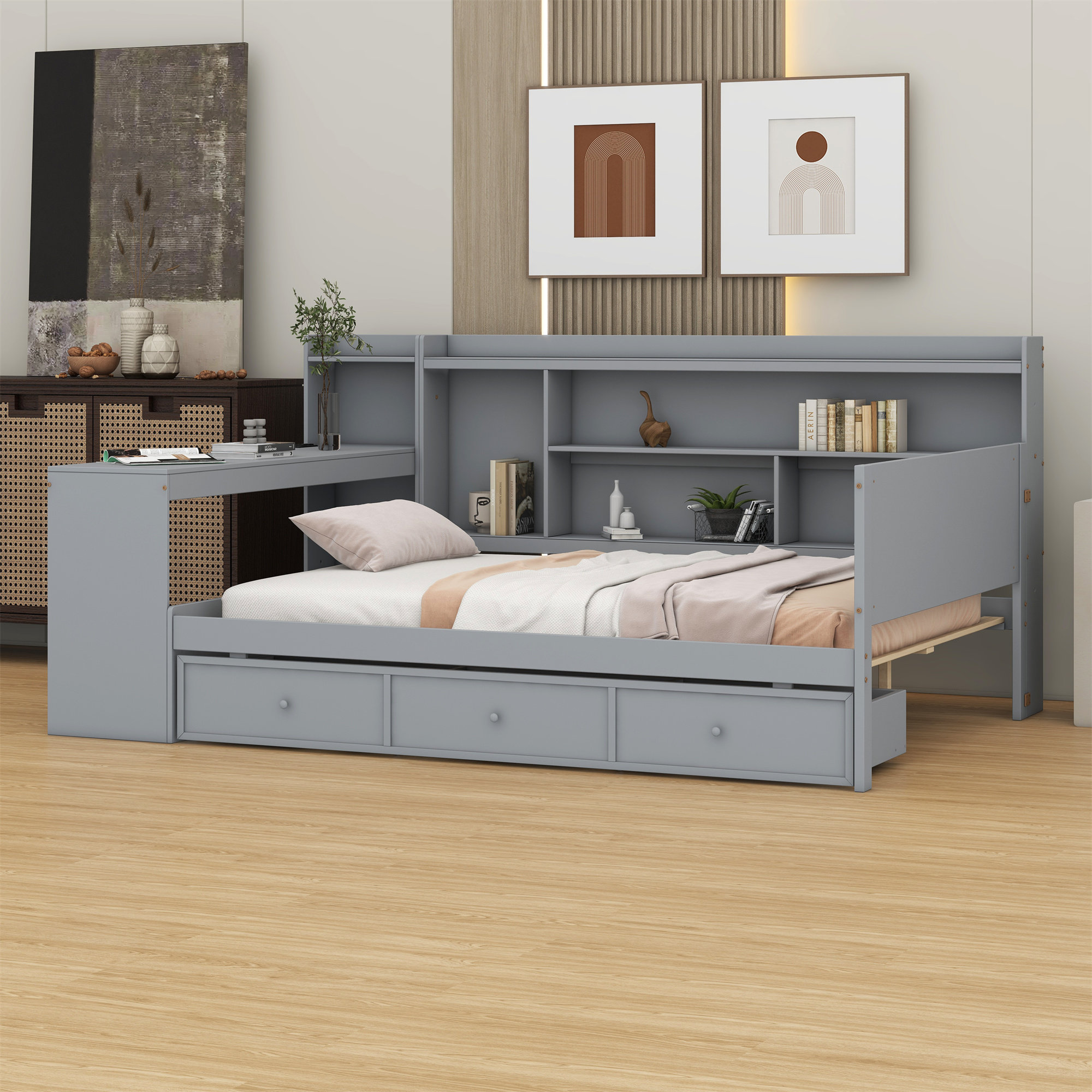 Red Barrel Studio Daybed With 3 Drawers,USB Ports And Desk - Wayfair Canada