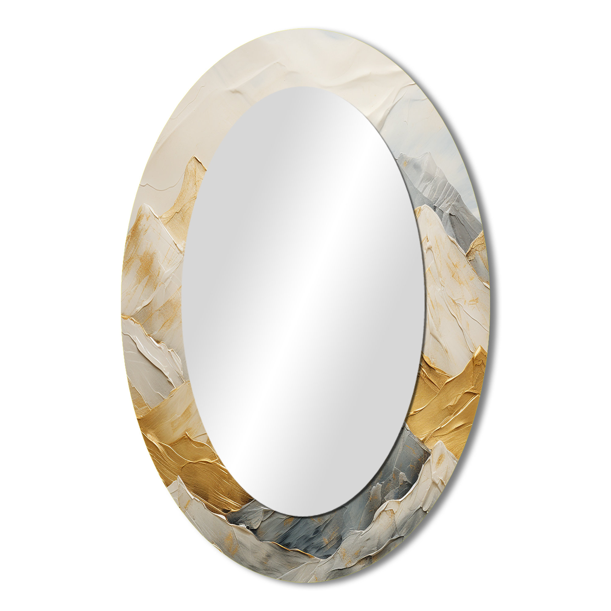 Dakota Fields Alpine Mountain Harmony I - Landscapes Oval Decorative Mirror On Metal | Wayfair