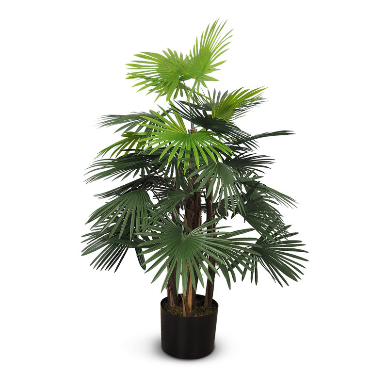 Primrue Faux Botanical Fortune Palm in Green Finish 36" Height | Wayfair