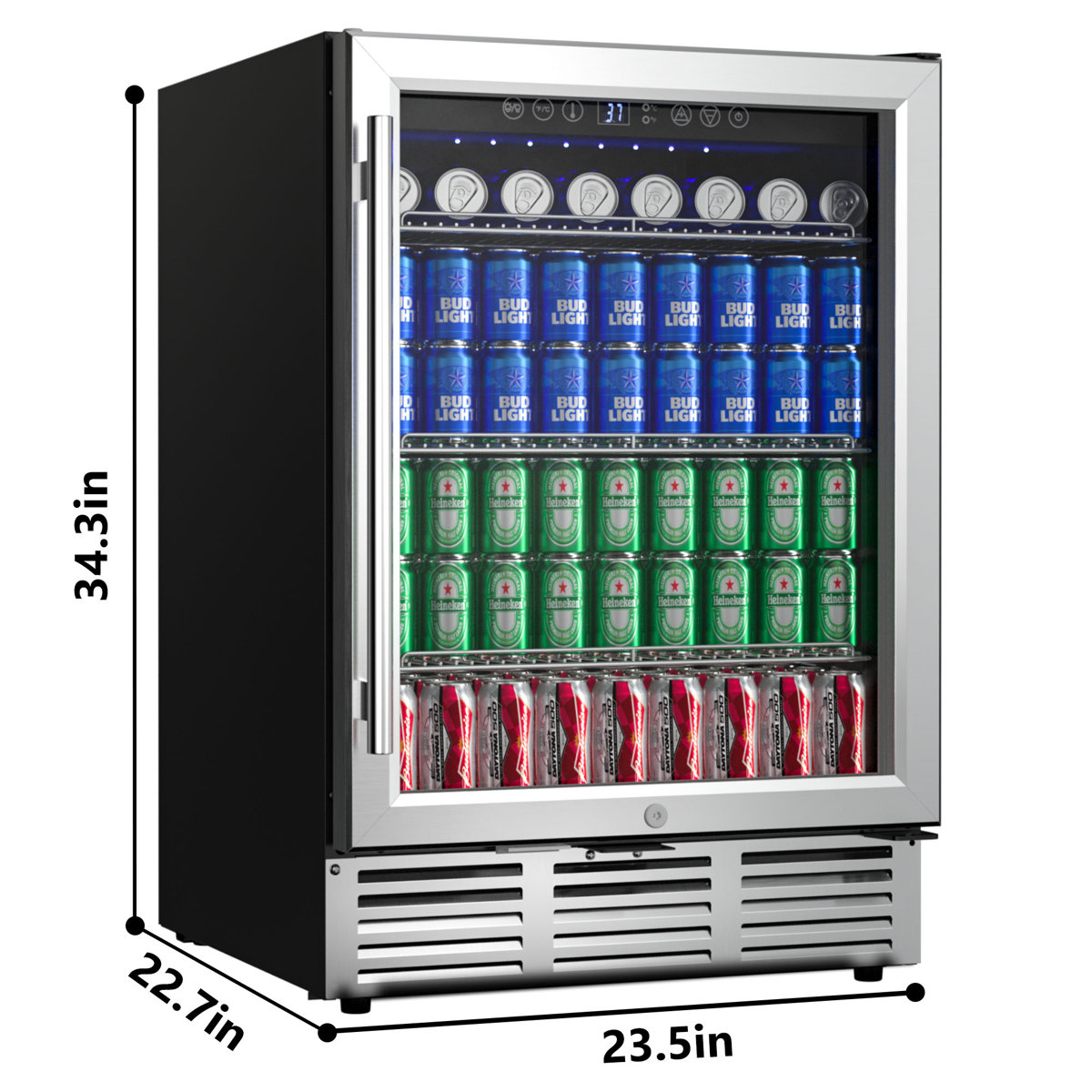 Simzlife 23.5'' W 180 Cans 5Cu Ft Beverage Refrigerator - Freestanding ...