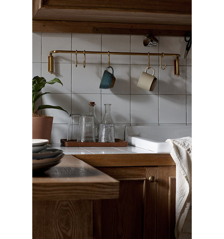 ALOTOFBRASSERA Rustic Solid Brass Kitchen Utensil Rail | Perigold