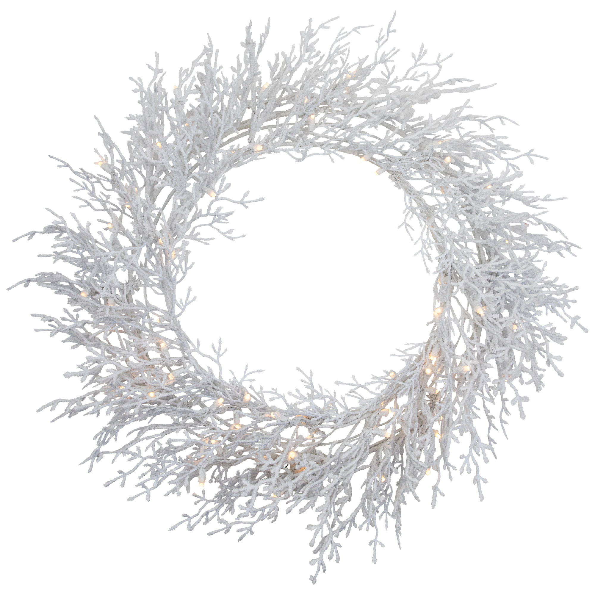 Northlight Seasonal Pre-Lit Flocked Twig Artificial Christmas Wreath ...
