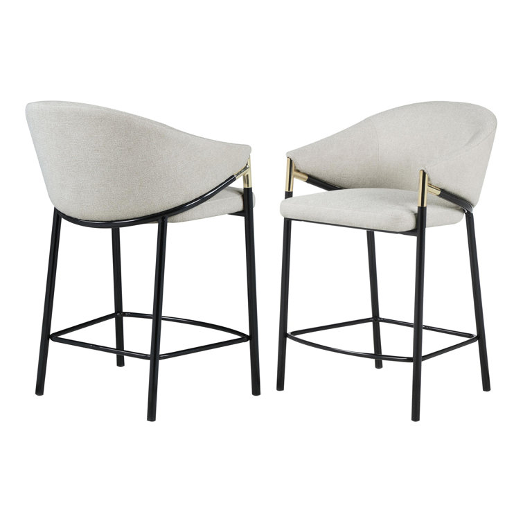 Corrigan Studio® Sloped Arm Counter Height Stools Beige and Glossy ...