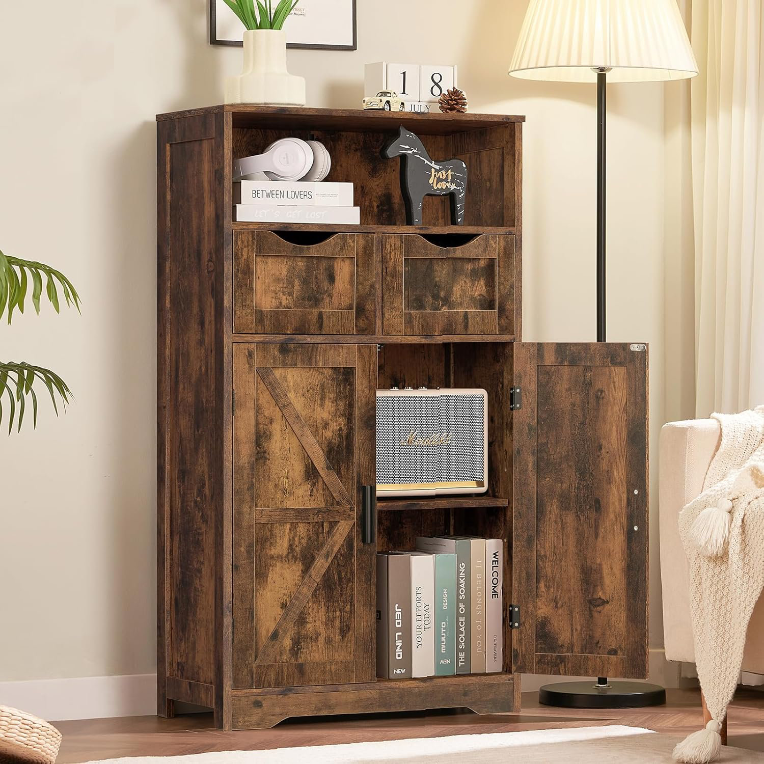 August Grove Storage Cabinet with Adjustable Shelf & 2 Adjustable ...