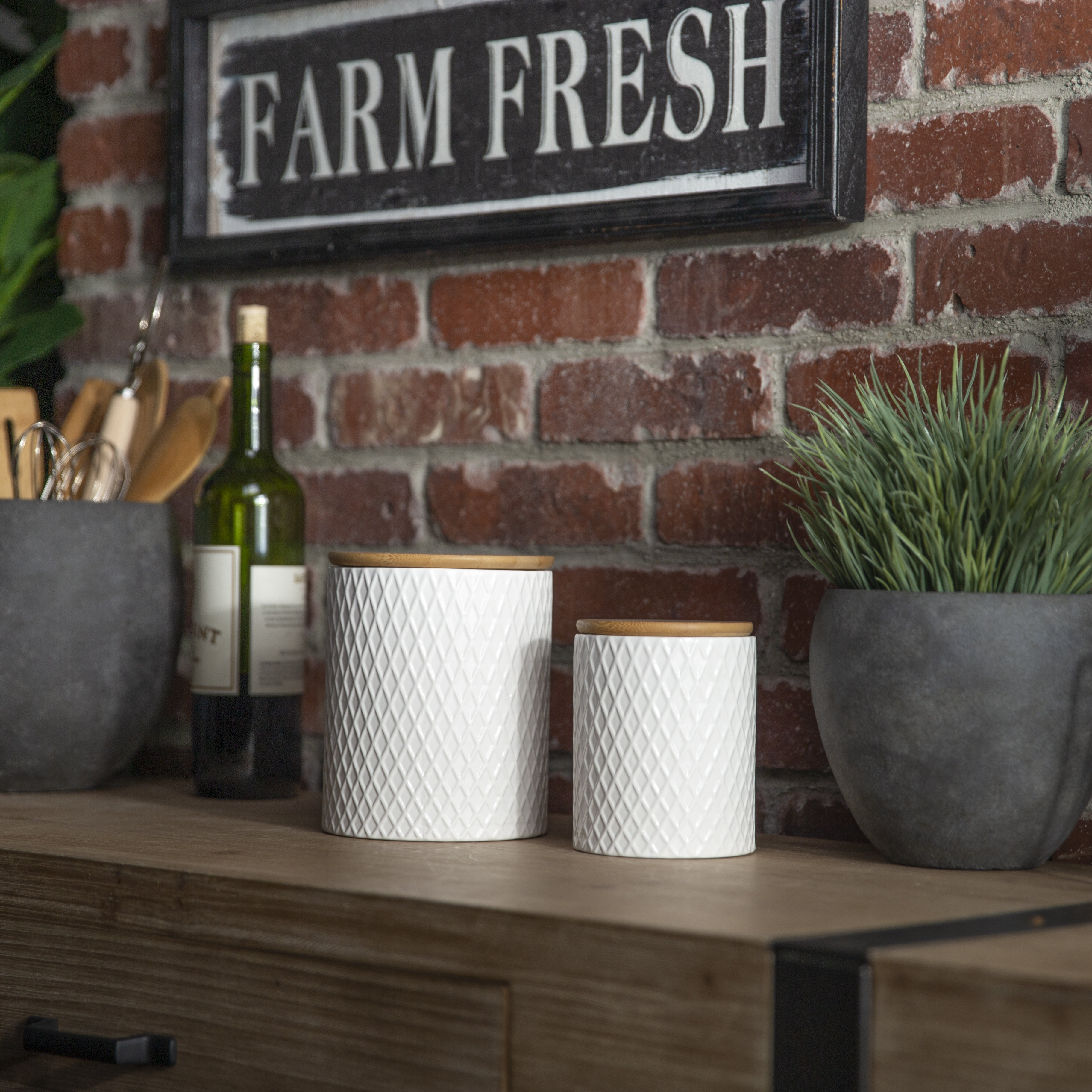 Highland Dunes Ceramic Round 2 Piece Kitchen Canister Set | Wayfair