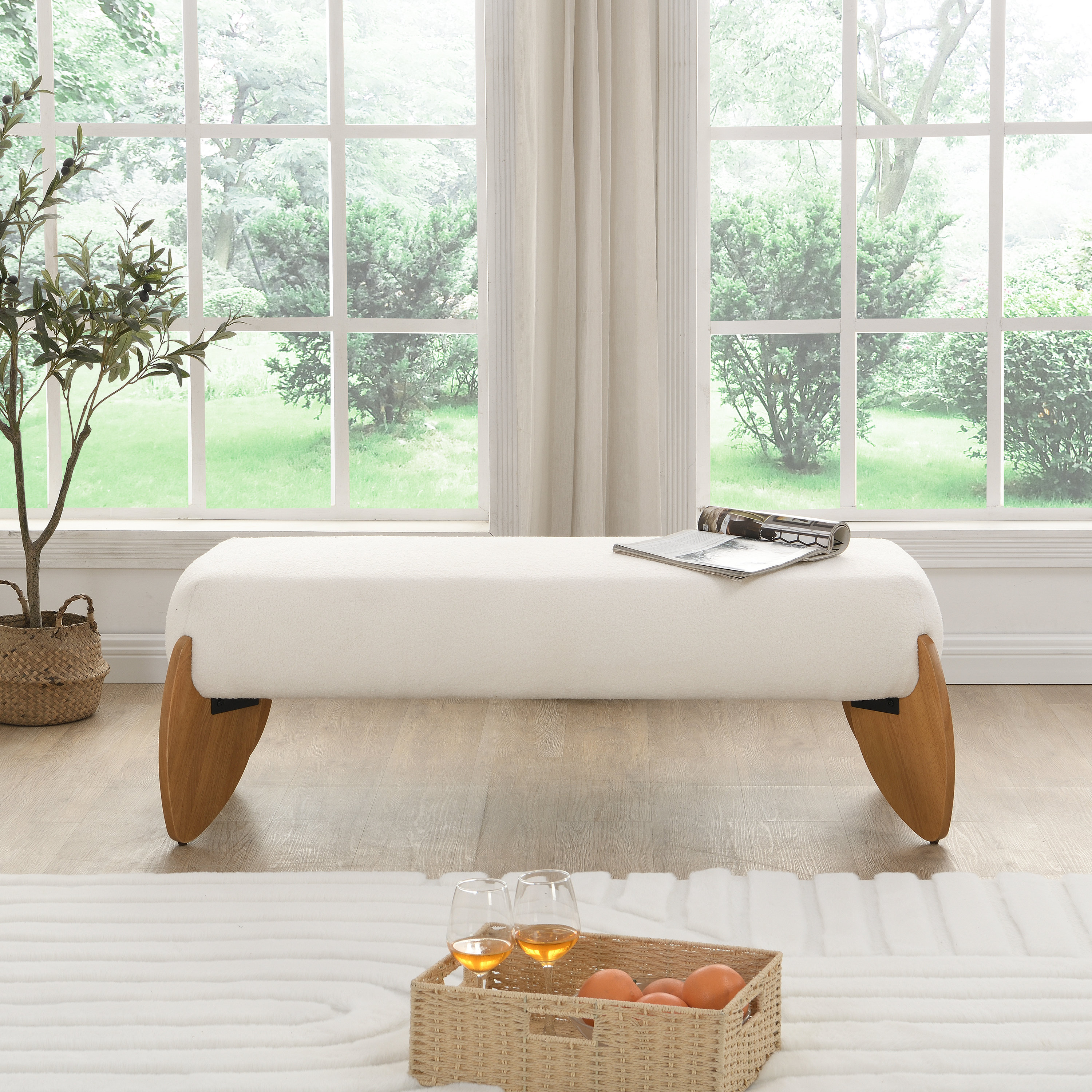 Wade Logan® Louie Elegant Long Boucle Ottoman | Wayfair