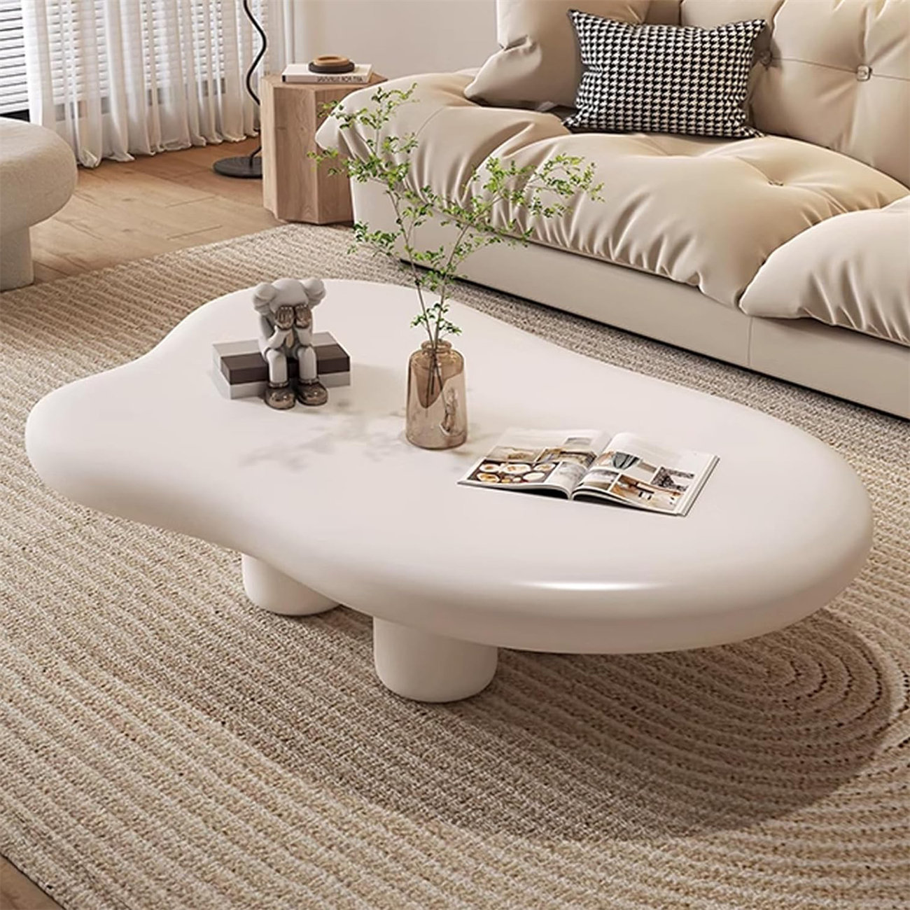 Ivy Bronx Kiannah French light luxury cream four-legged coffee table ...