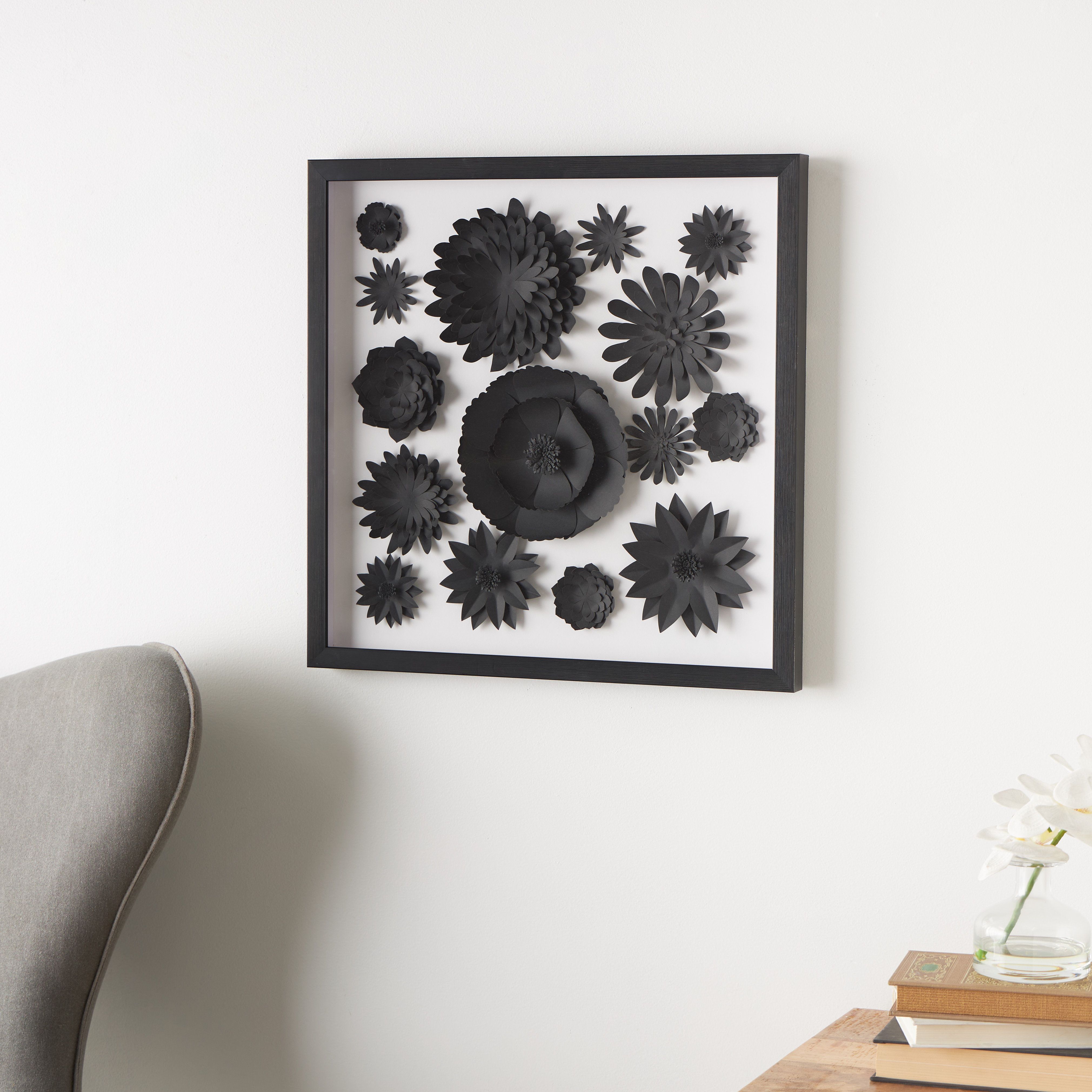 Winston Porter Paper Cluster Floral Shadow Box Framed On Paper Bold Art ...